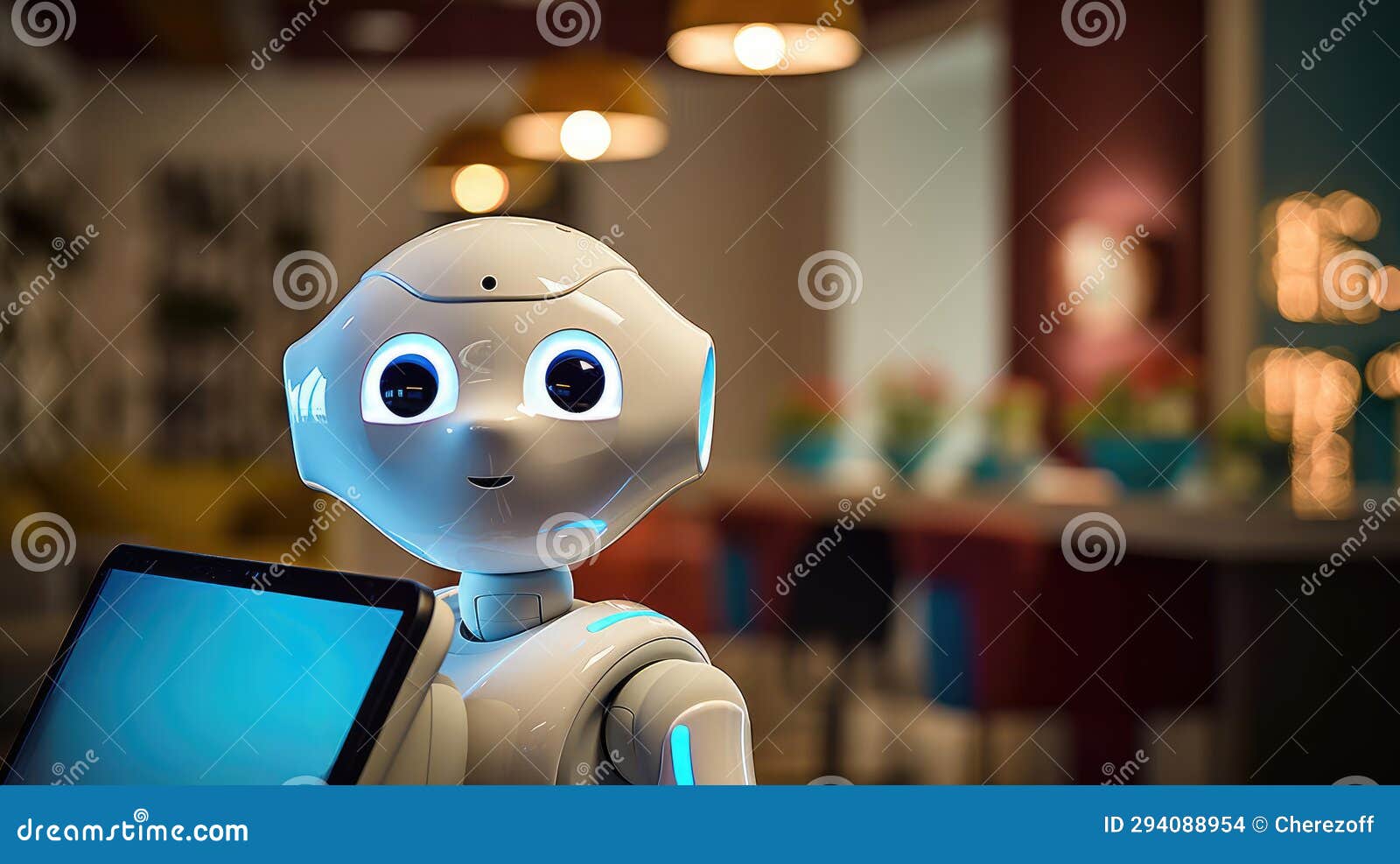 Robot Personal Assistant Helps Man Stock Photo - Image of concept ...