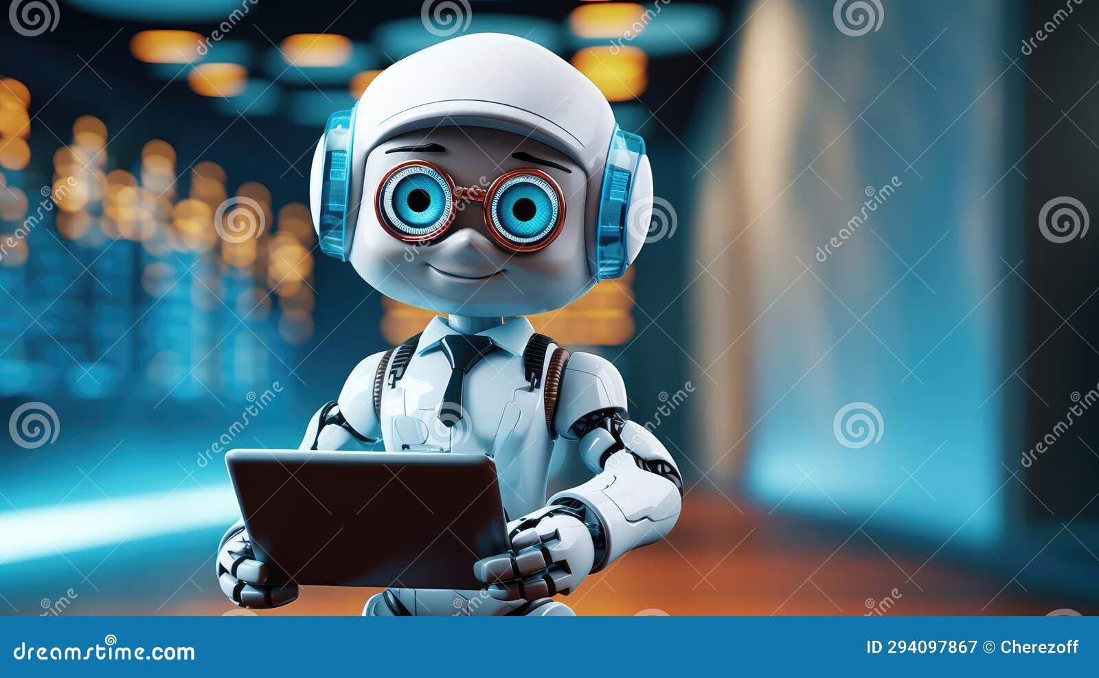 Robot Personal Assistant Helps Man Stock Image - Image of gadget ...