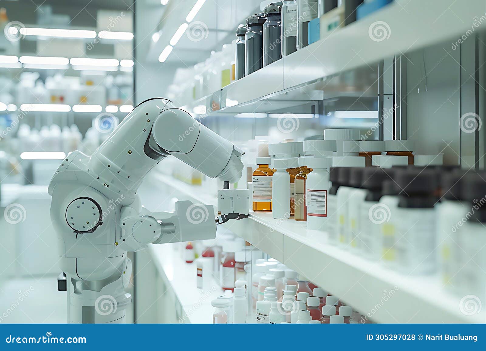 Robot Pharmacist Dispenses Medicine in the Pharmacy of the Future Stock ...