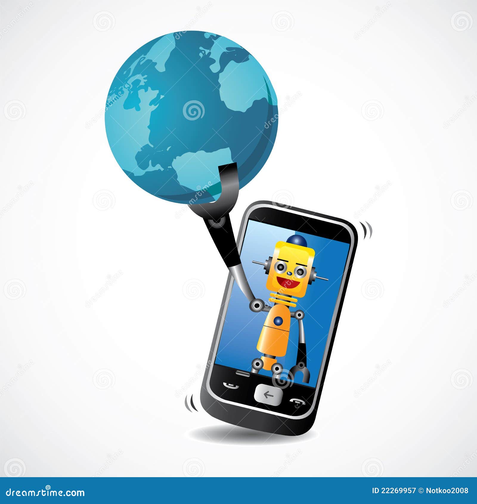 Robot and phone stock vector. Illustration of automation - 22269957