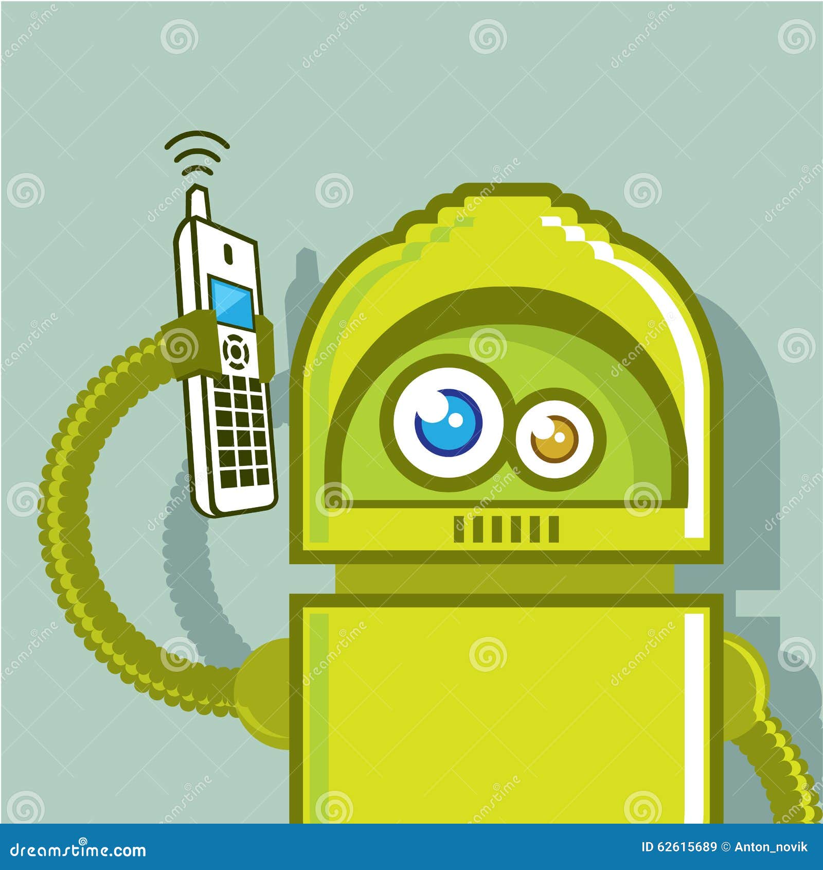 Robot on the Phone Vector Icon Stock Vector - Illustration of robotic ...