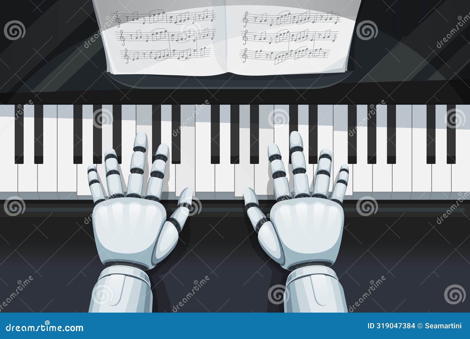 Robot Piano Musician, Machine Composer Learning Stock Vector ...