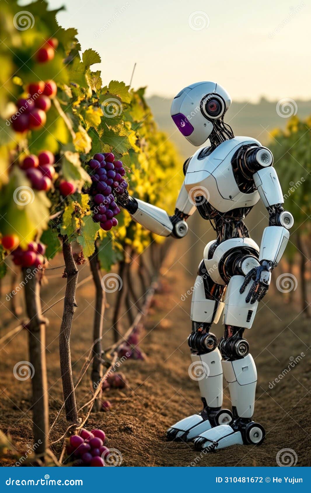 The Robot is Picking Grapes the Grapes Garden Stock Photo - Image of ...