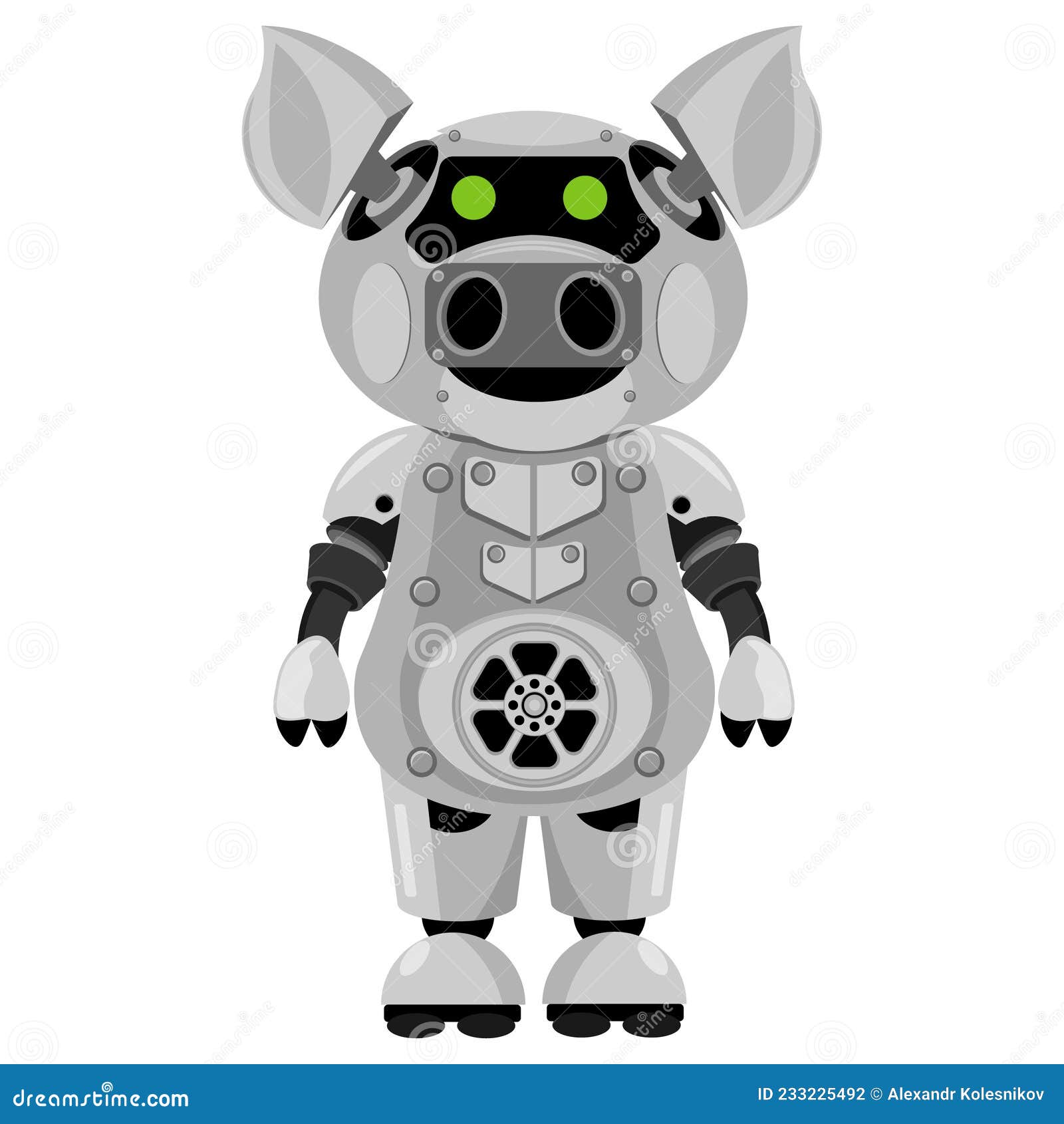 Robot Piglet. Vector Pig Cyborg on a White Background Stock Vector ...