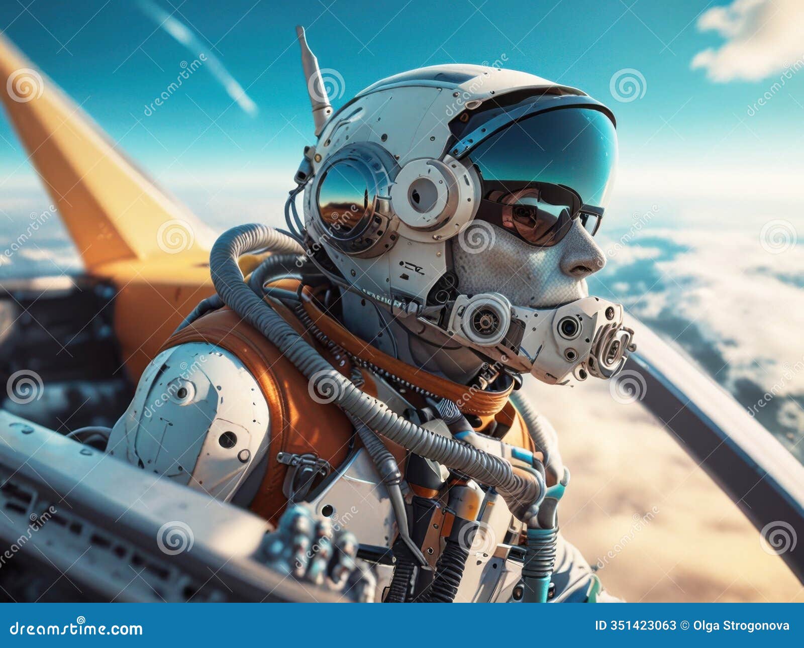 A Robot Pilot in an Aeroplane Performs Air Traffic Control Stock Image ...