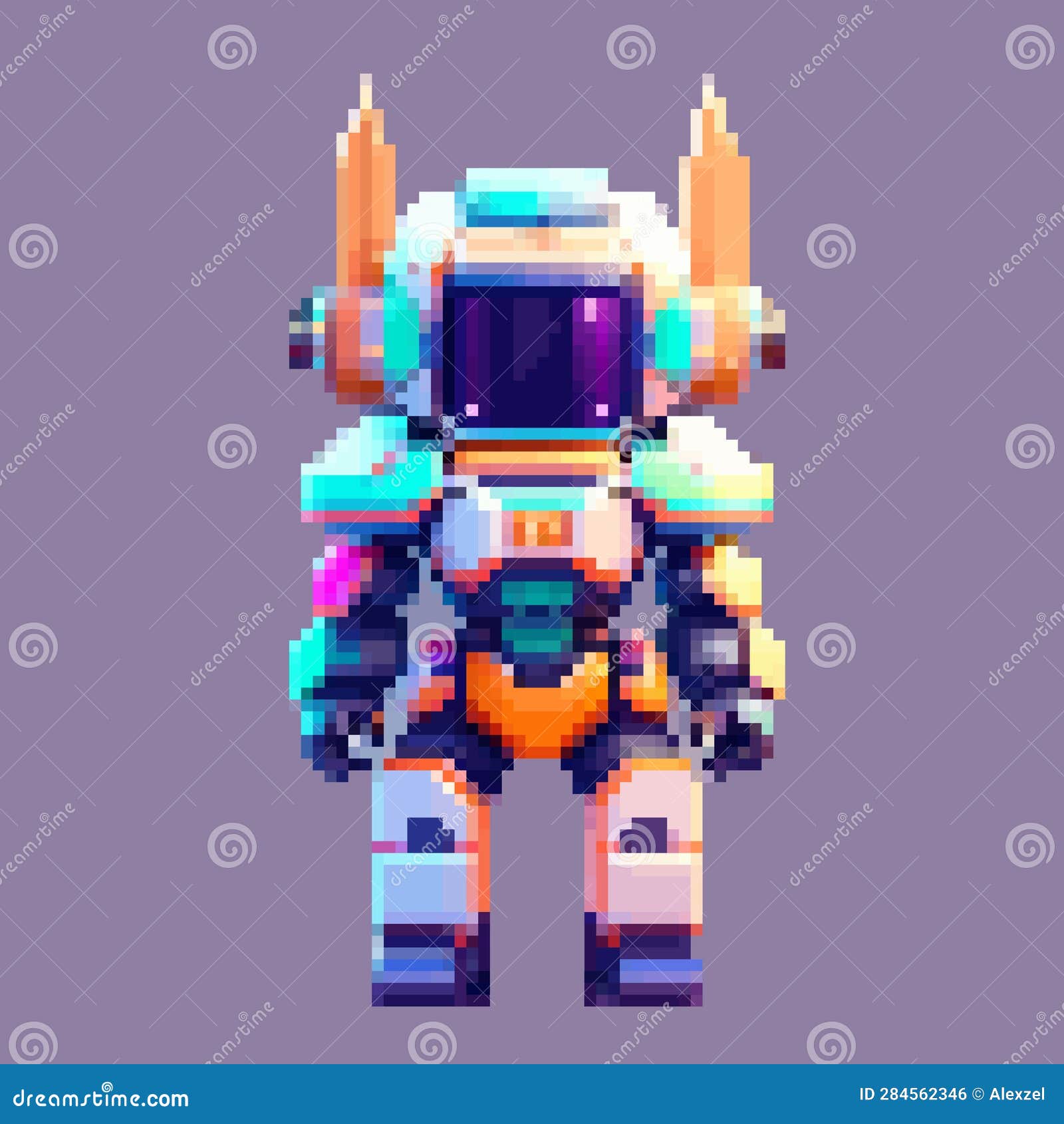 Robot Pixel Art. Cyborg 8 Bit Style. Old Game Graphics Vector ...