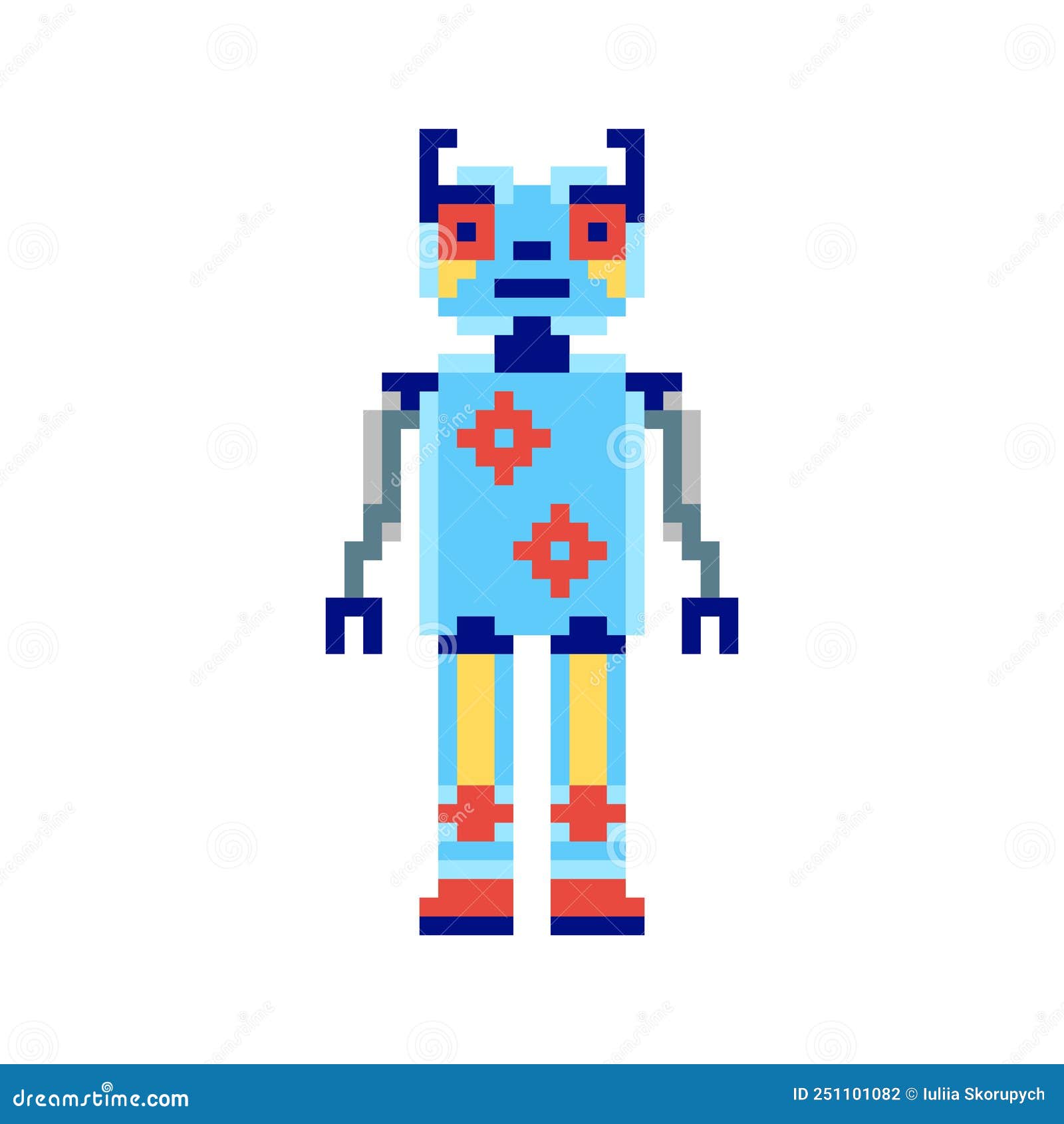 Robot in pixel art style stock vector. Illustration of square - 251101082