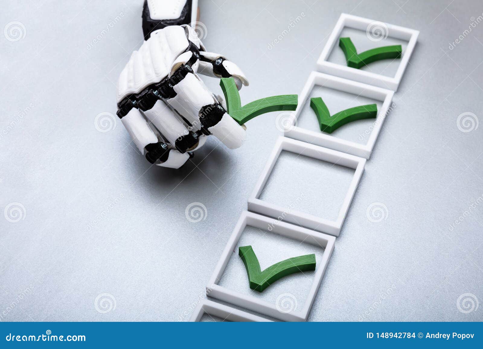 Robot Placing Check Mark in Box Stock Photo - Image of approve, check ...