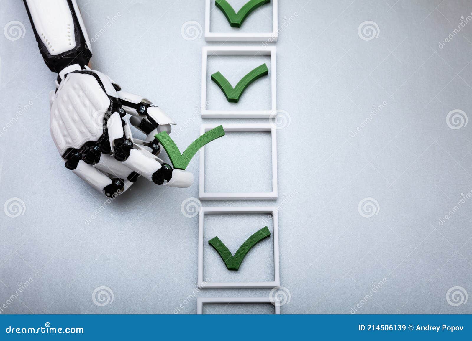 Robot Placing Check Mark in Box Stock Image - Image of mark, poll ...