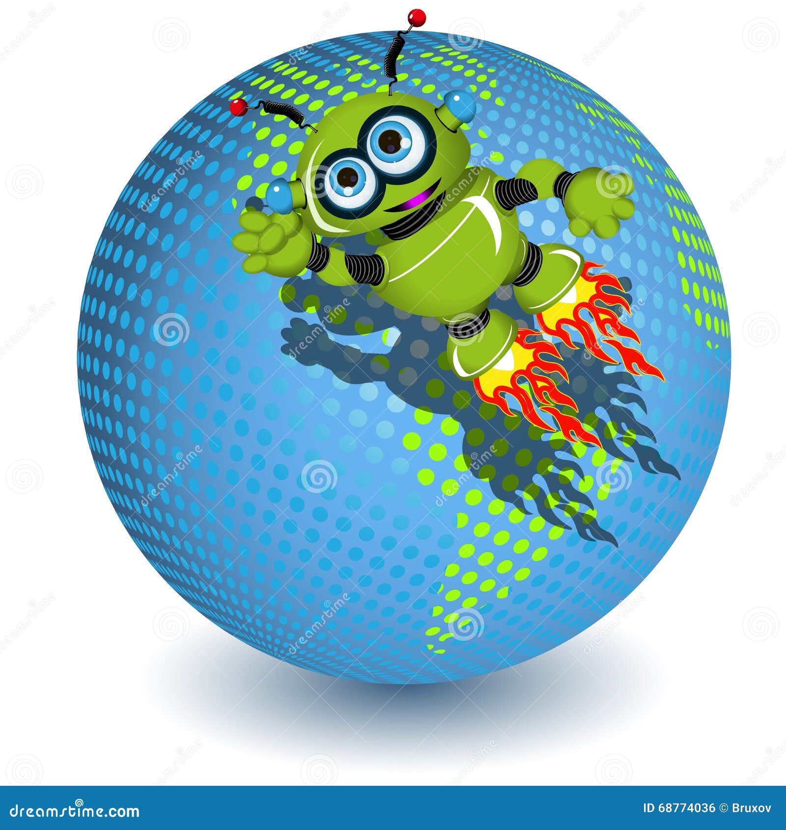 The robot on the planet stock vector. Illustration of graphic - 68774036