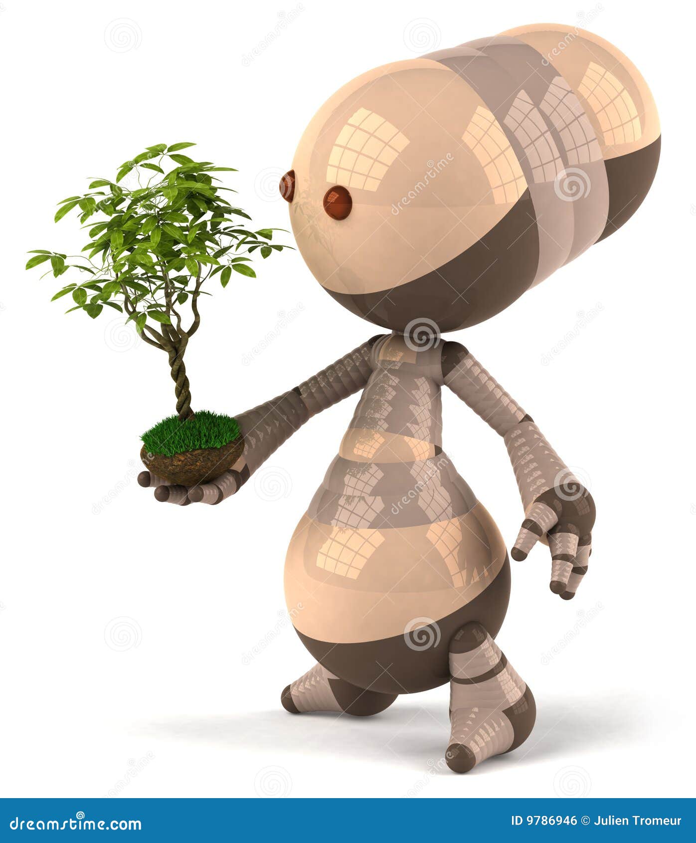Robot with a plant stock illustration. Illustration of concept - 9786946
