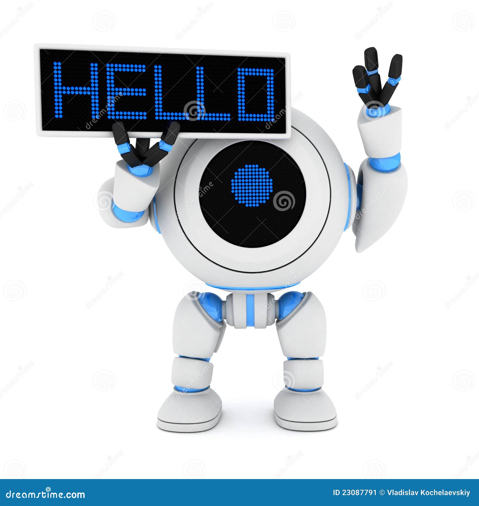 Robot and plate hello stock illustration. Illustration of robotic ...