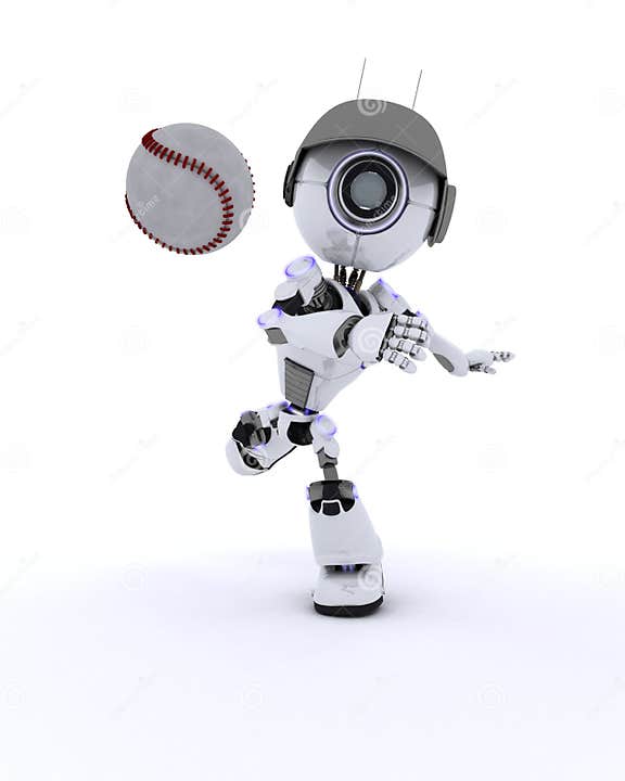 Robot playing baseball stock illustration. Illustration of futuristic ...