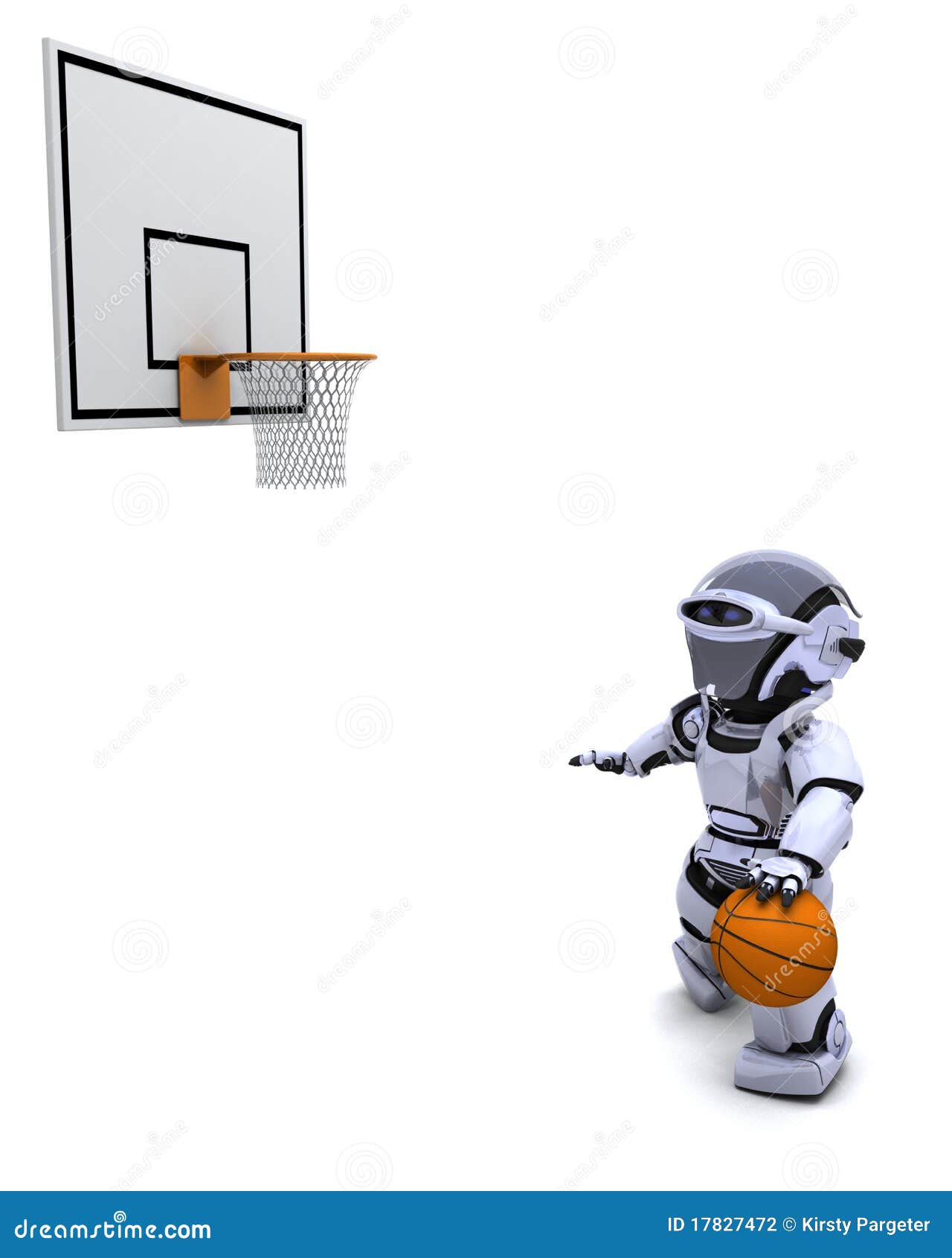Robot playing basketball stock illustration. Illustration of chrome ...