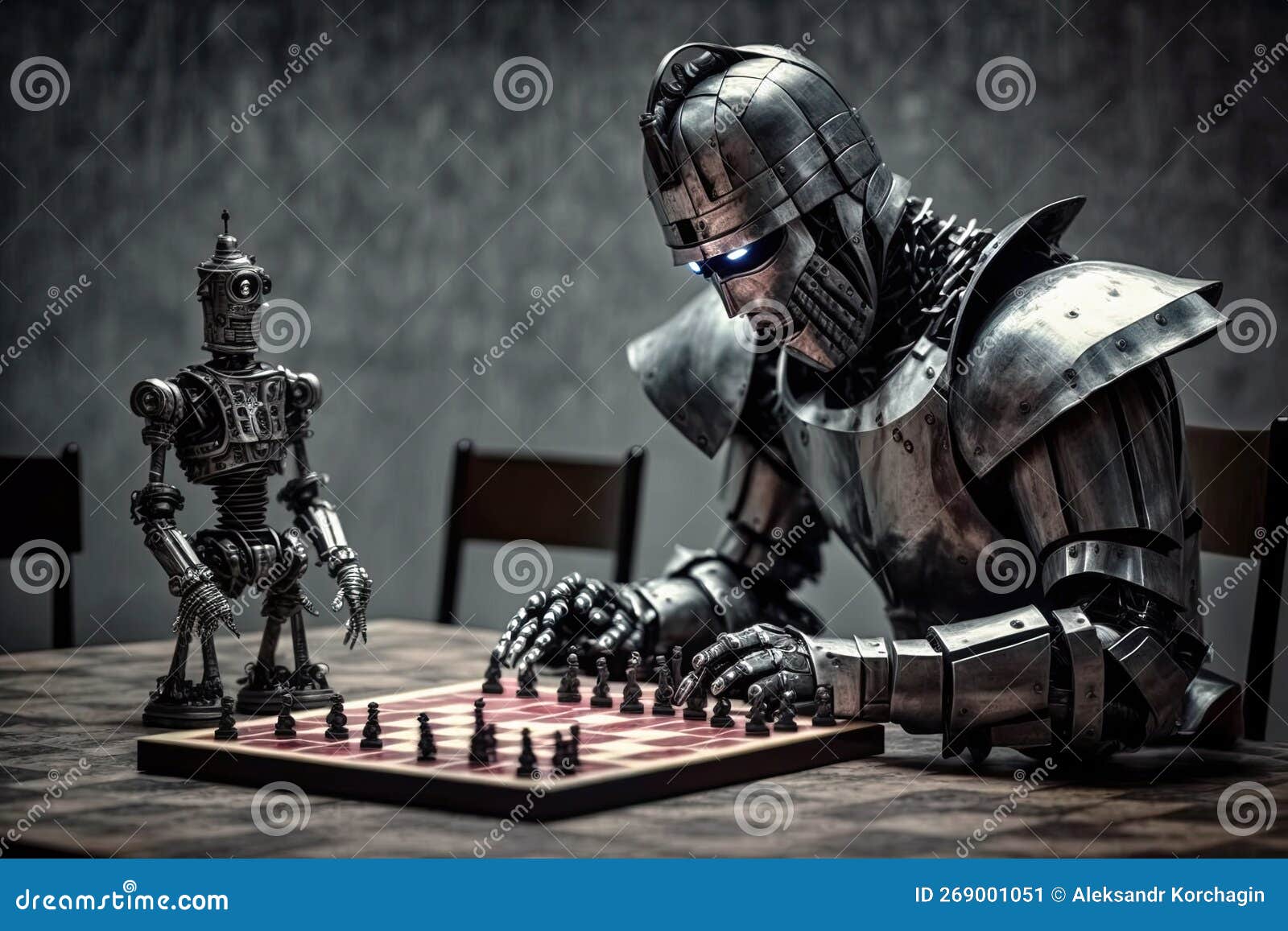 Robot is Playing Chess at the Table. Concept of a Cyborg with ...