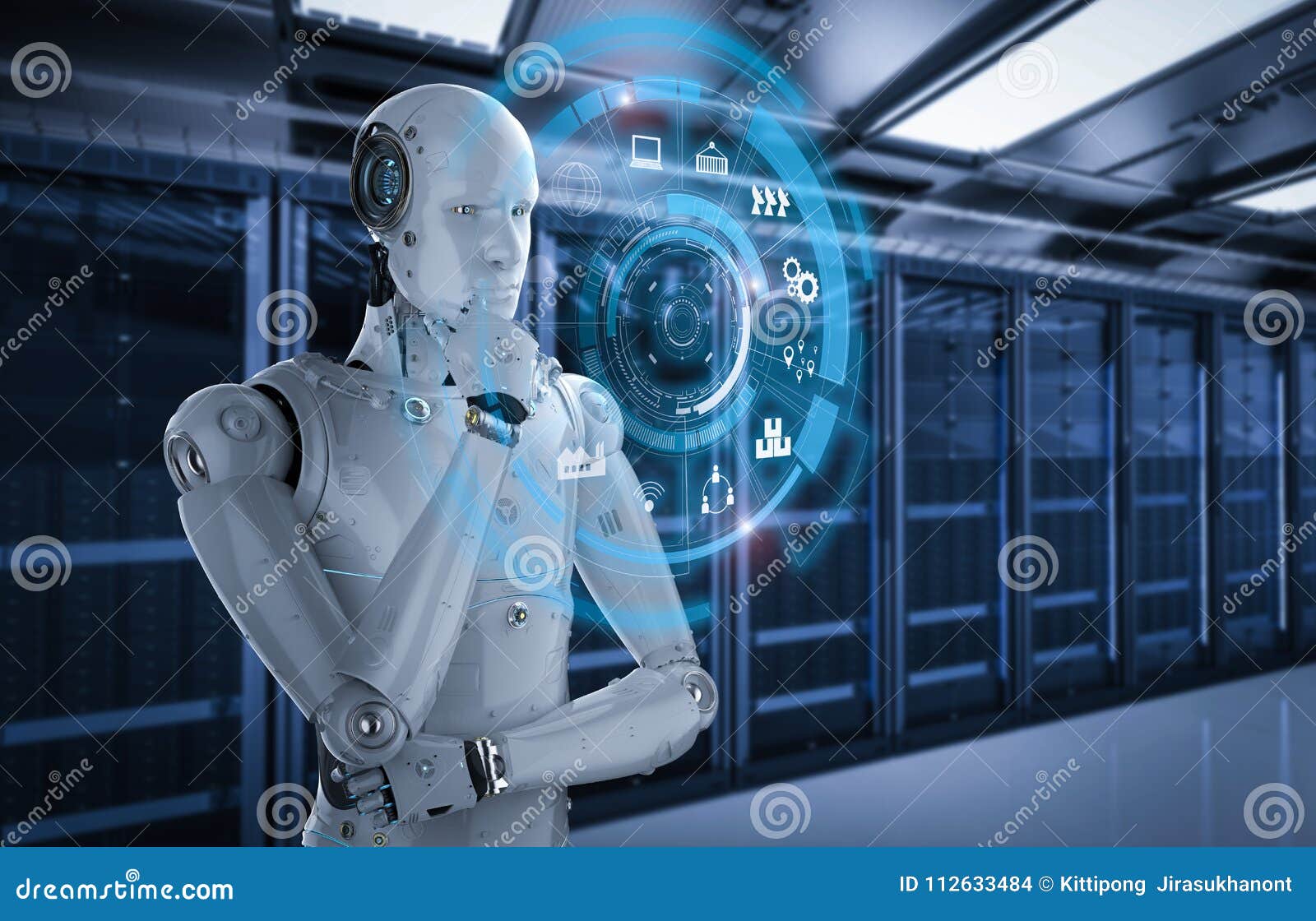 Robot playing cube stock illustration. Illustration of intelligence ...