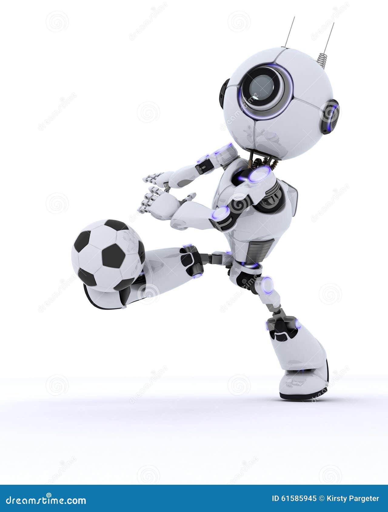Robot playing football stock illustration. Illustration of goal - 61585945