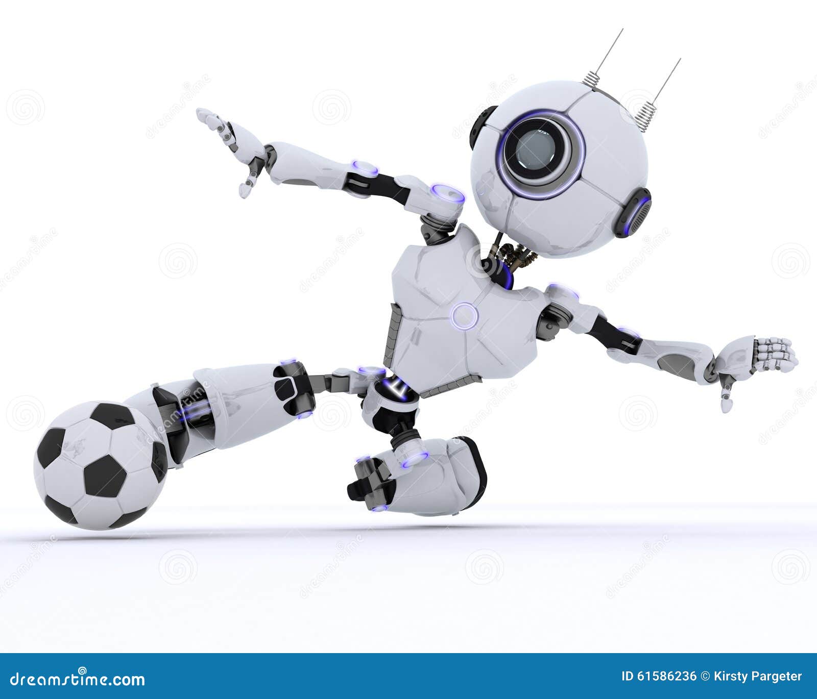 Cyborg Football Player Shoots/3d Robot Plays Soccer Clean Background ...