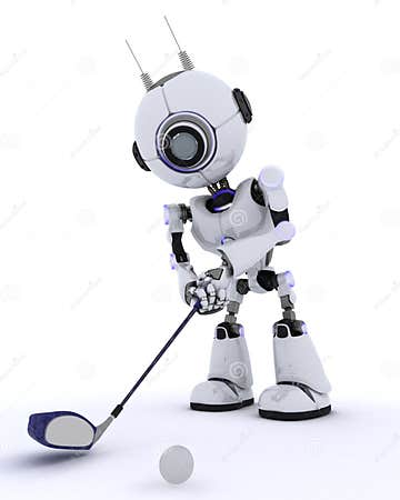 Robot playing golf stock illustration. Illustration of wedge - 61340443