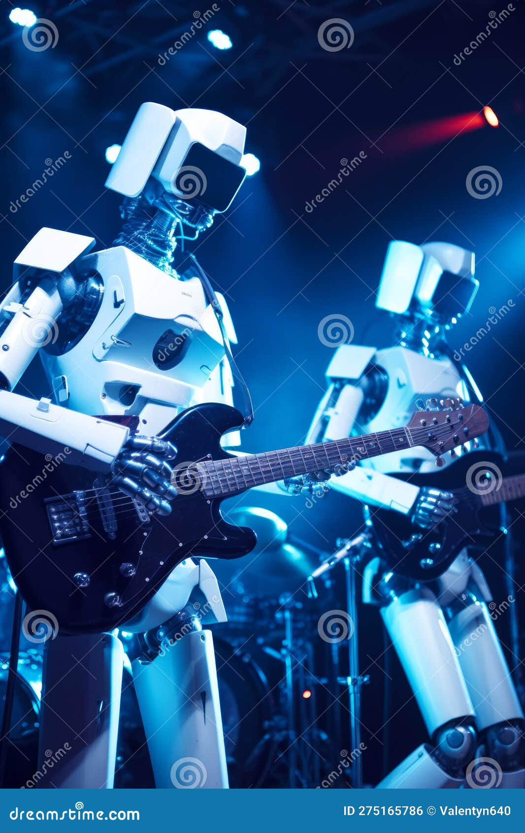 Robot Playing Guitar in Front of Another Robot with Guitar in Front of ...