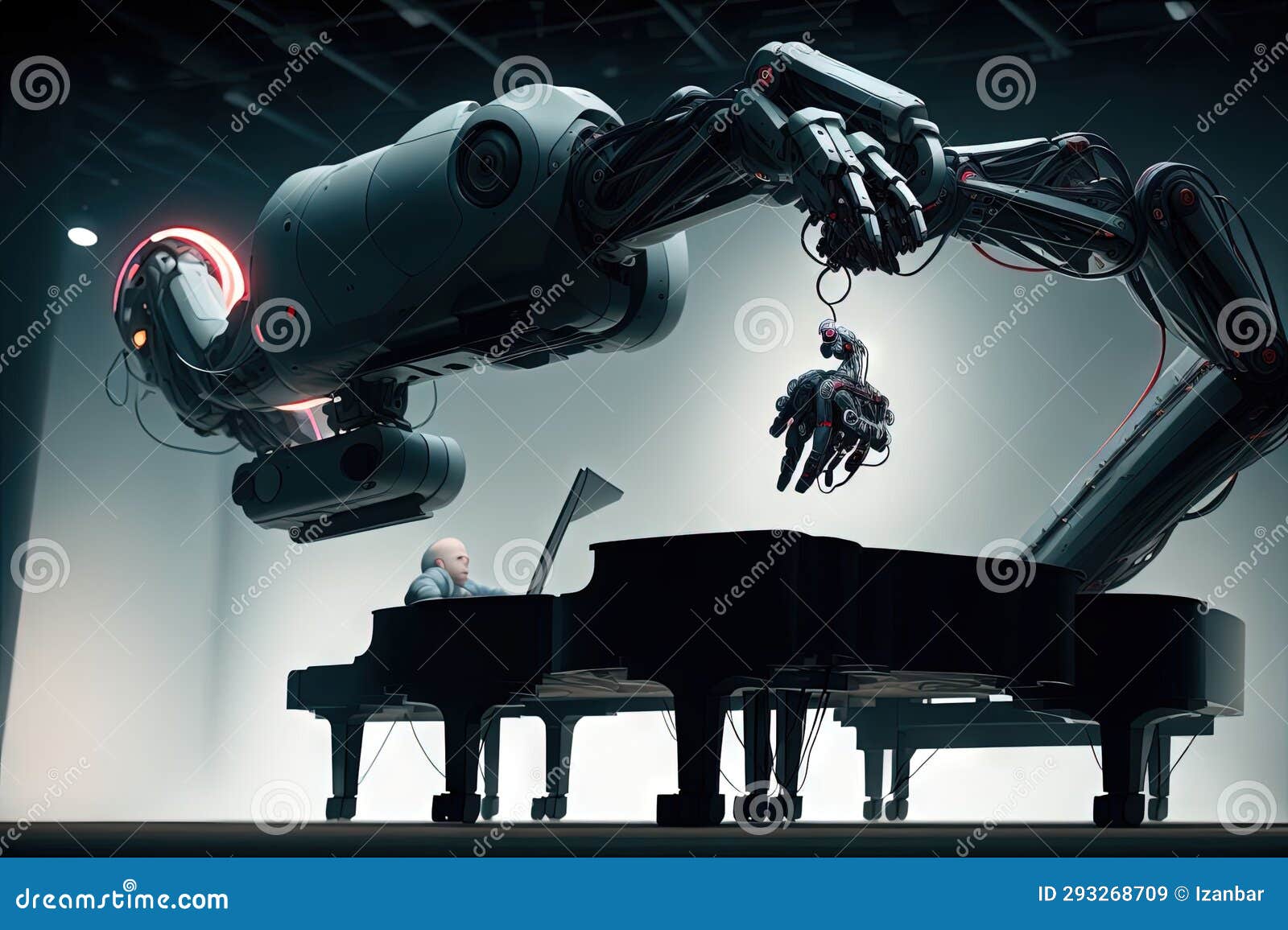 Robot Playing a Keyboard Piano, Concert Hall Illustration AI Generated ...