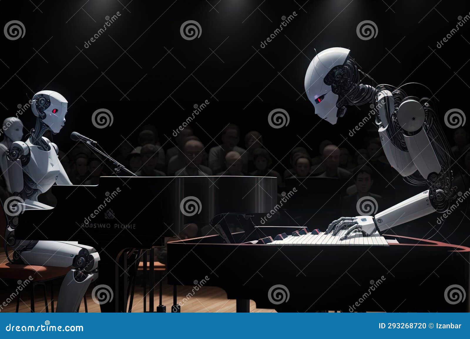 Robot Playing Piano in a Humanoid Android Robot Crowded Concert Hall ...