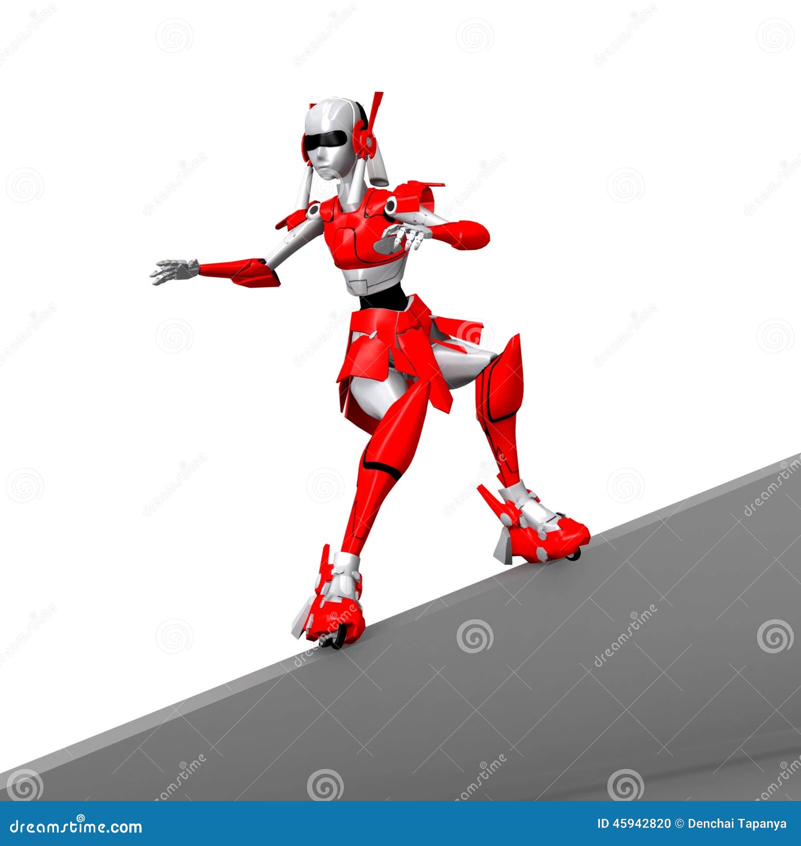 Robot Playing Rollerblade 4 Stock Illustration - Illustration of ...