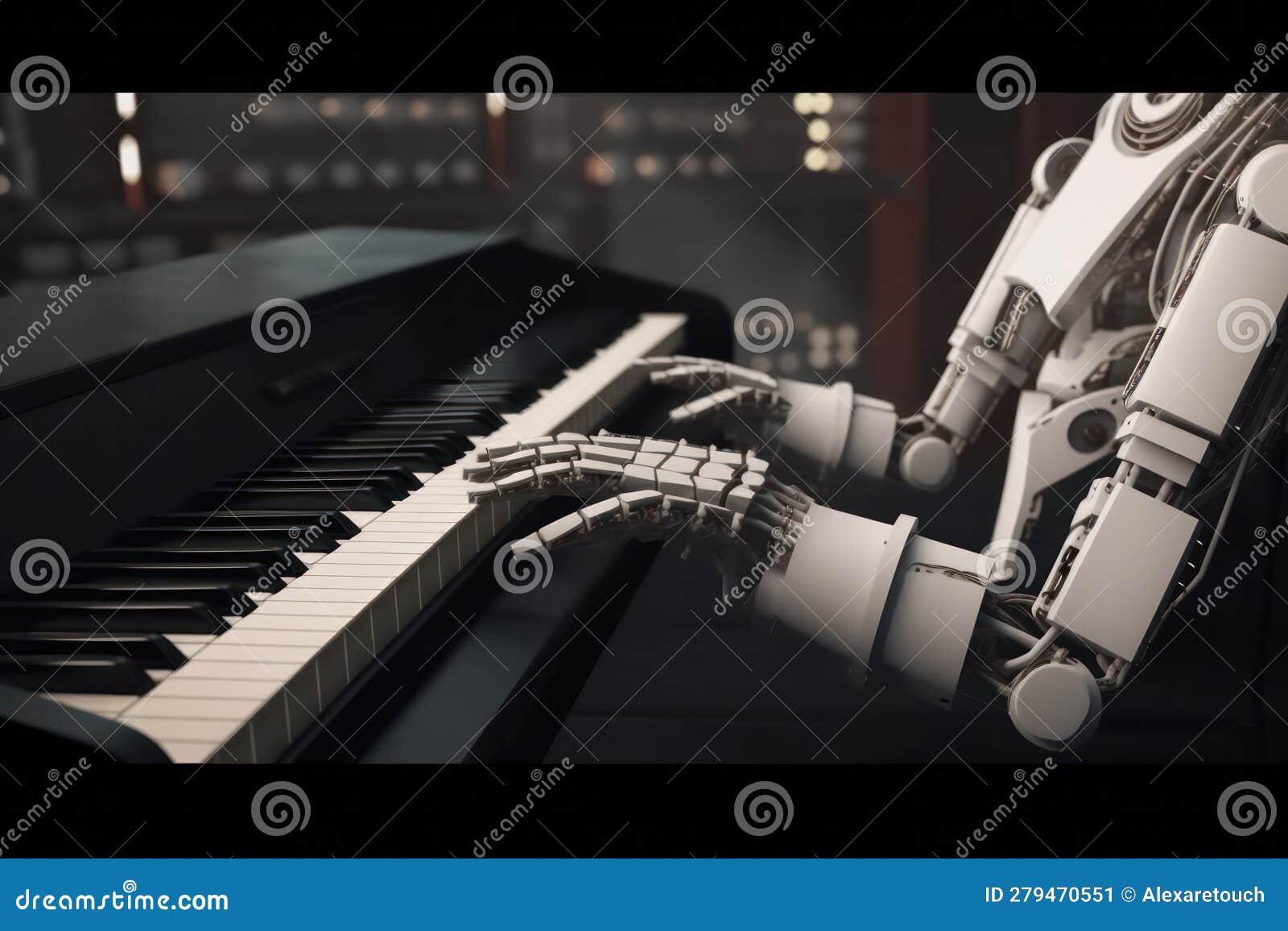 The Robot Plays the Piano .artificial Intelligence Stock Illustration ...