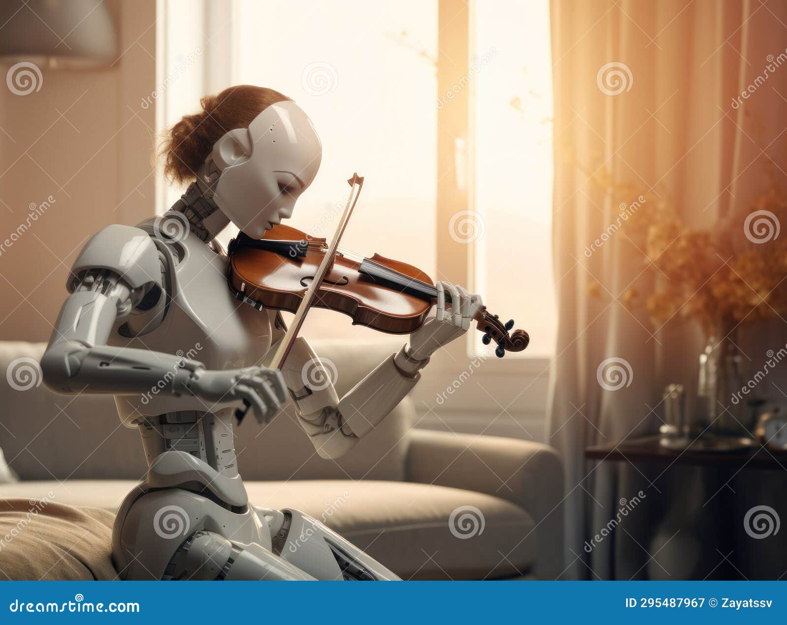 The Robot Plays a Violin, Future Concept Stock Illustration ...