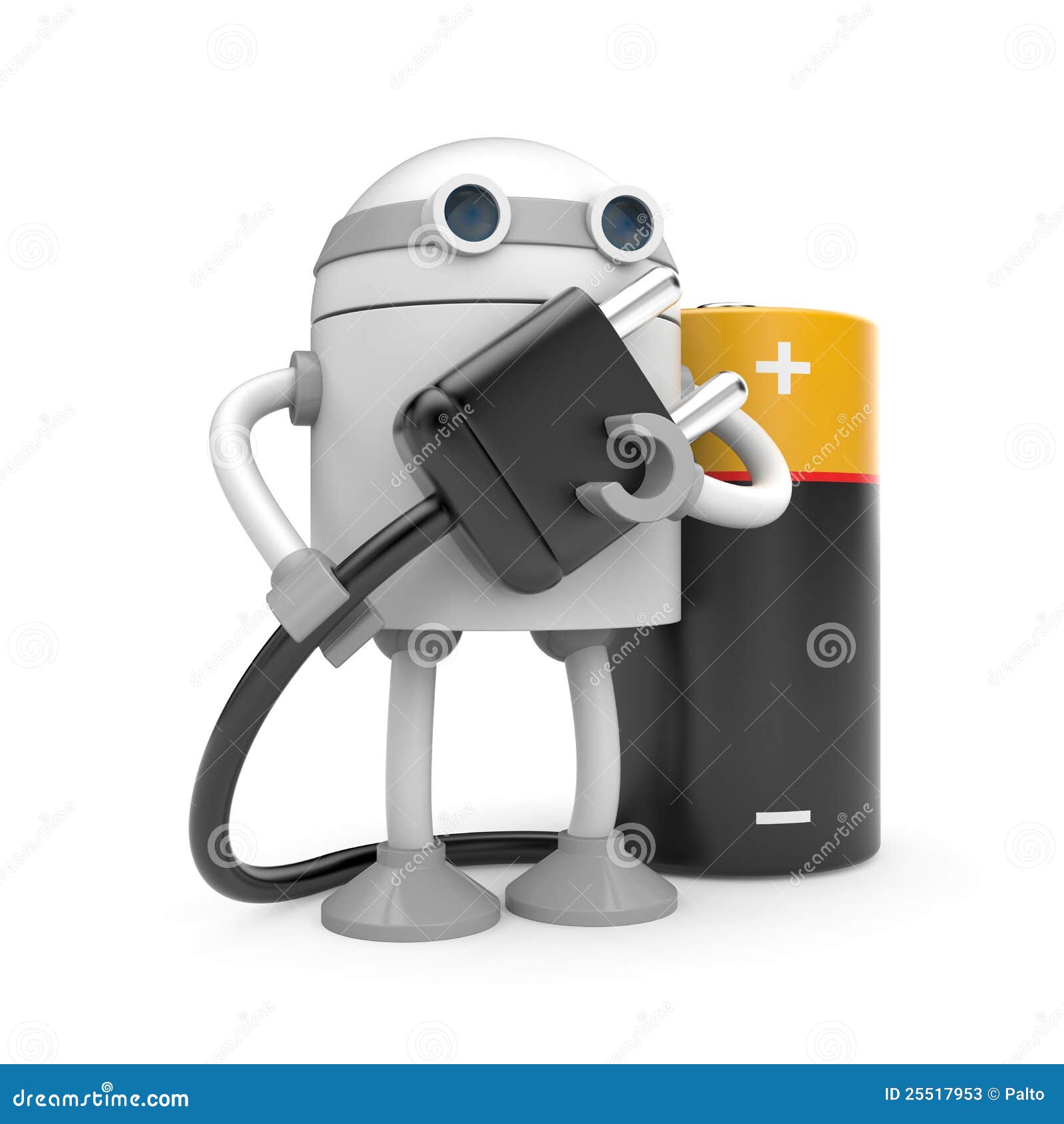 Robot with Plug and Battery Stock Illustration - Illustration of ...