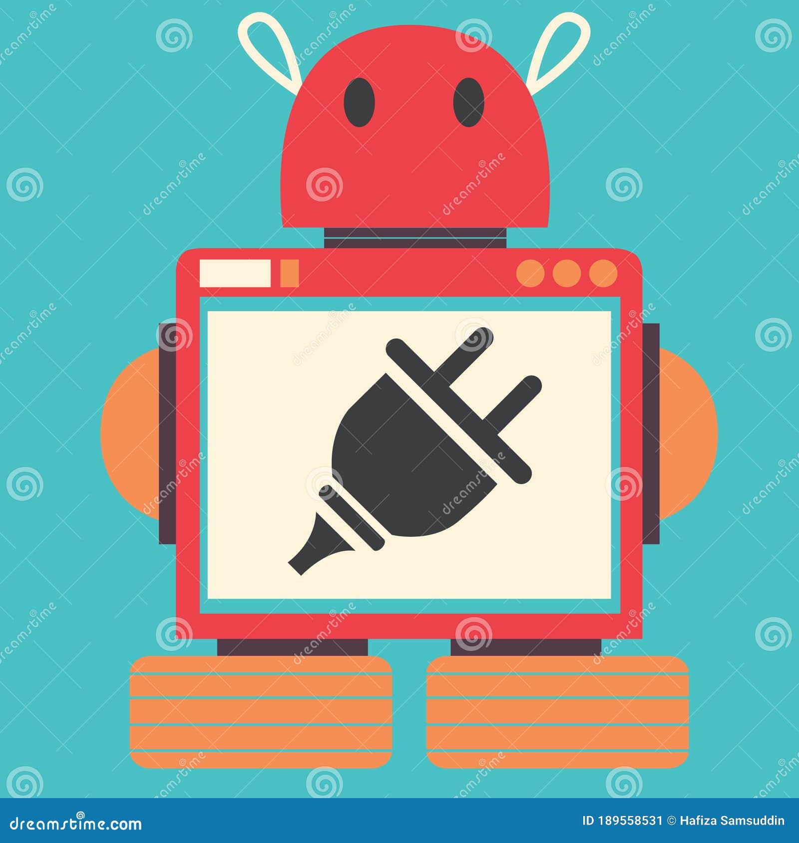Robot with Plug. Vector Illustration Decorative Design Stock Vector ...