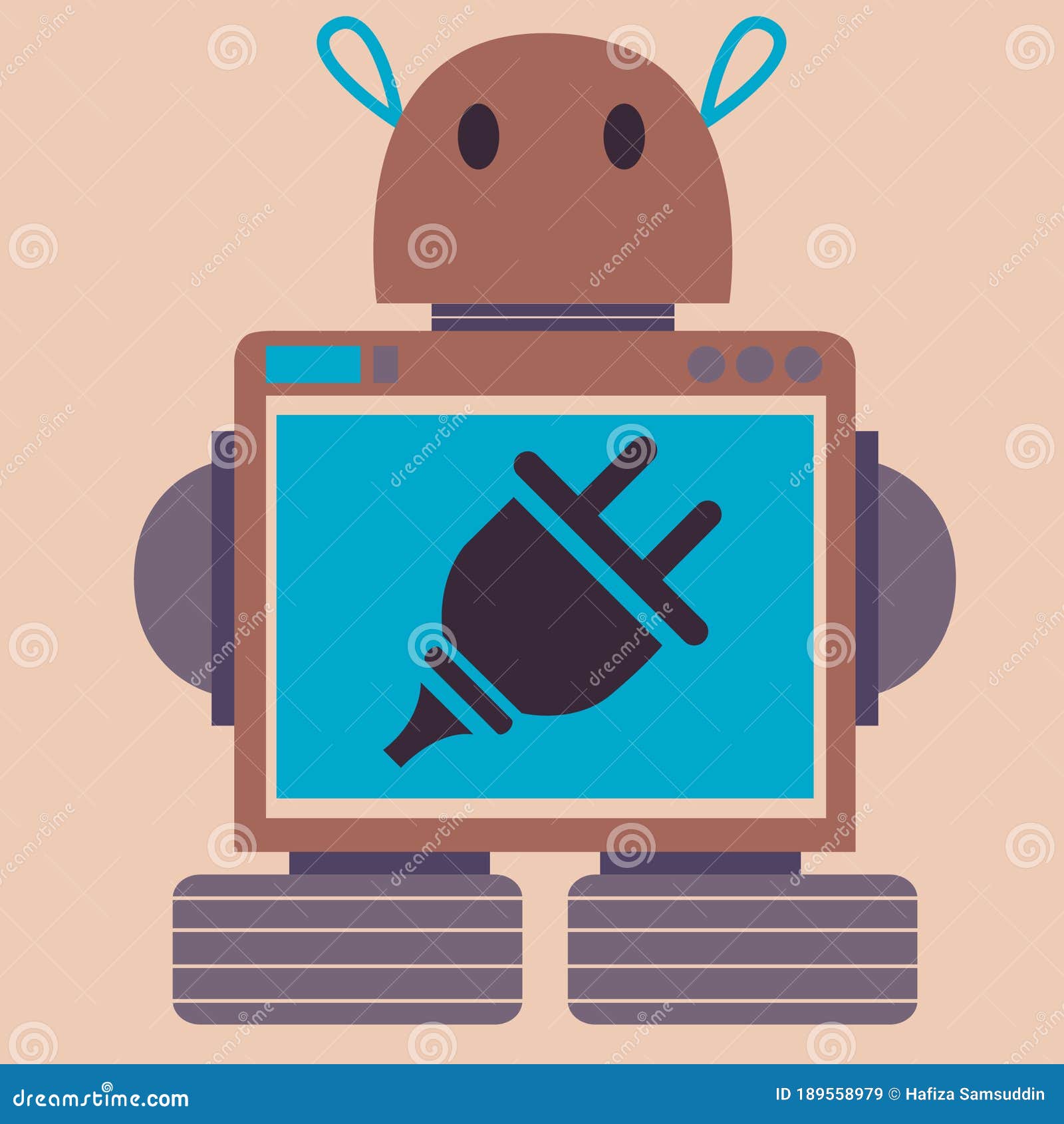 Robot with Plug. Vector Illustration Decorative Design Stock Vector ...