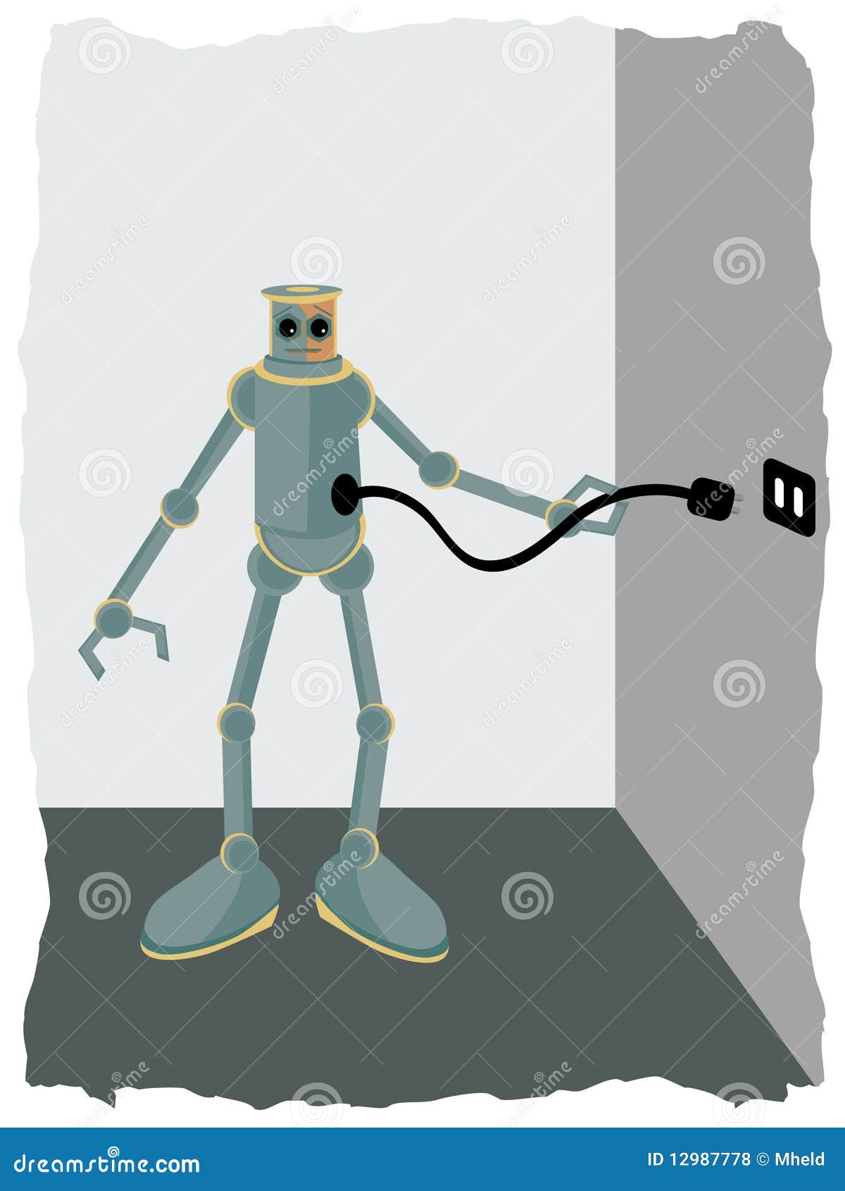 Robot Plugging into Wall Socket Stock Vector - Illustration of plug ...