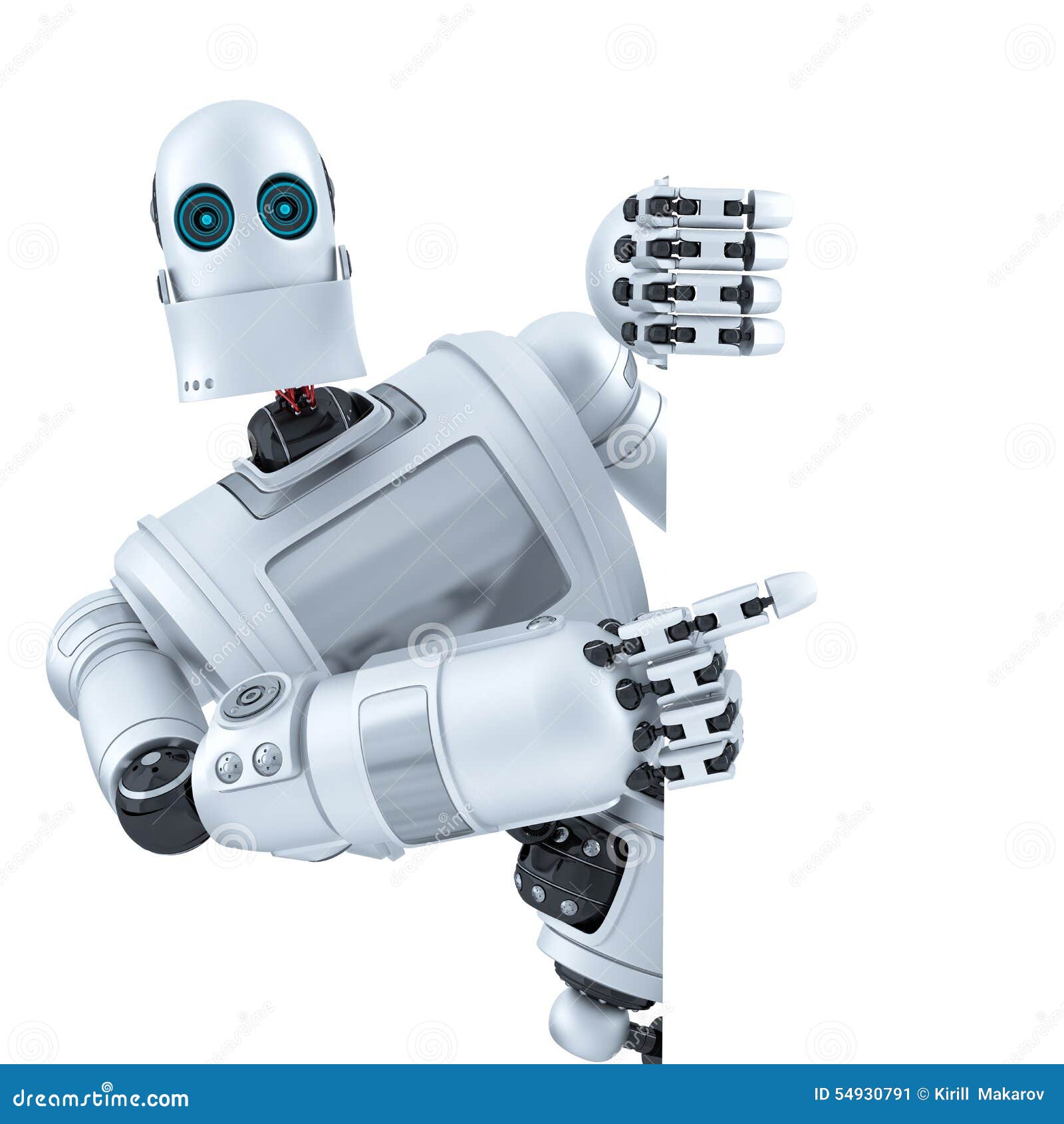 Robot Pointing On Banner. . Contains Clipping Path Royalty-Free Stock ...