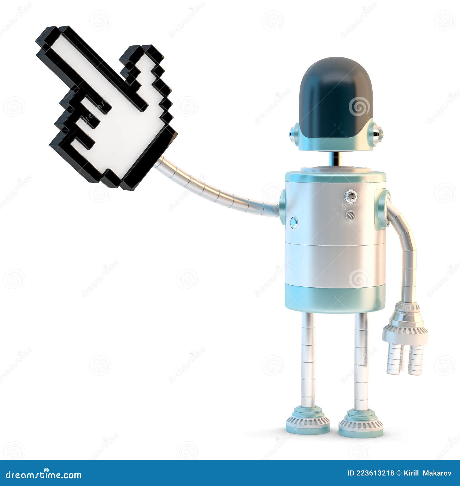 Robot with Pointing Finger. 3D Illustration Stock Illustration ...