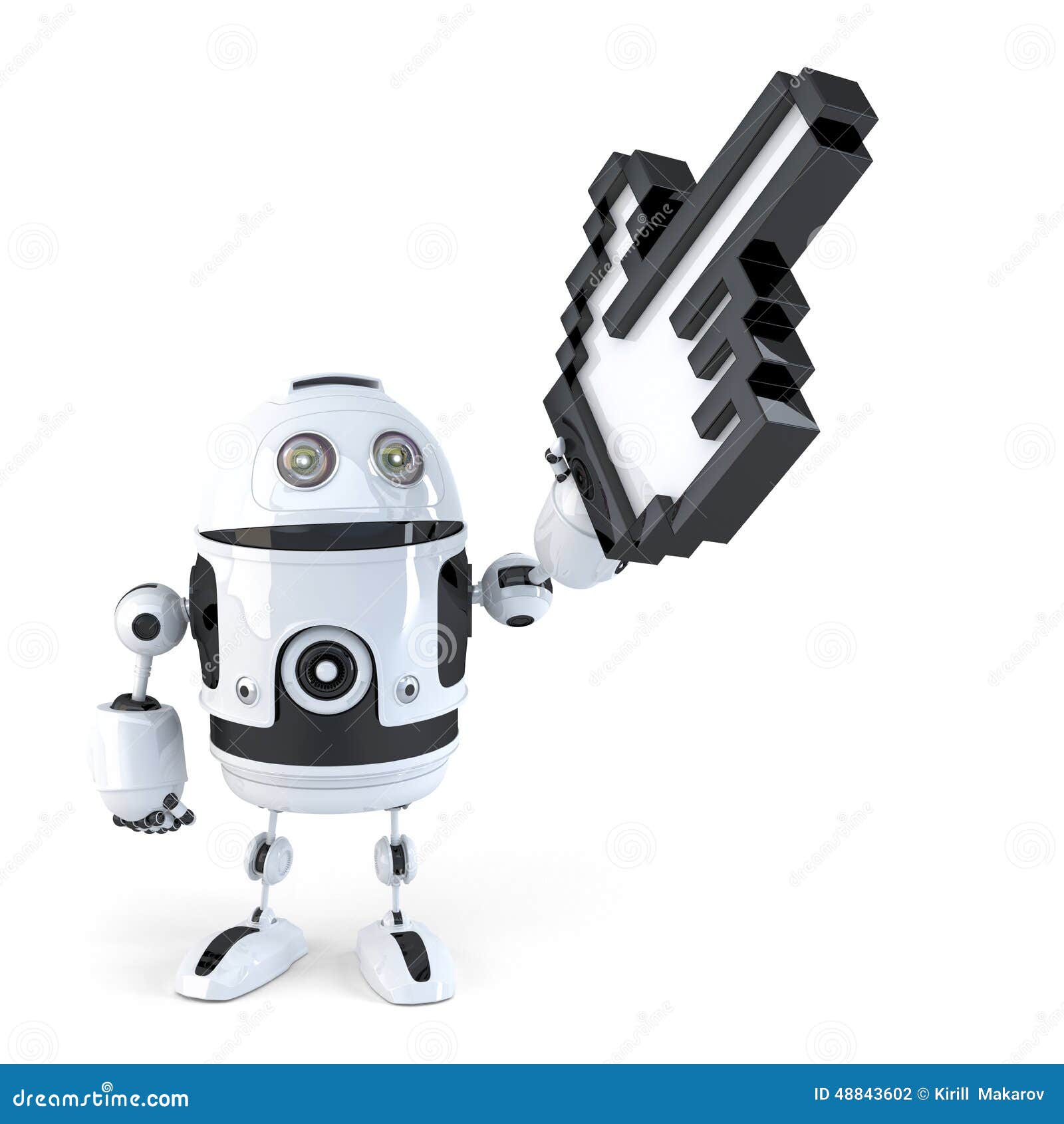 Robot Pointing with Huge Cursor. Isolated Stock Illustration ...