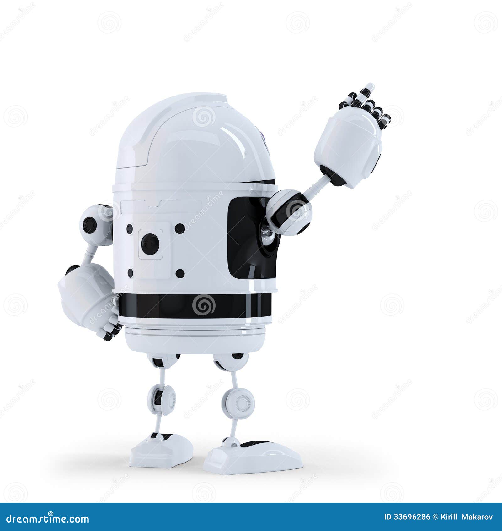 Robot Pointing At Invisible Object Back View Stock Illustration