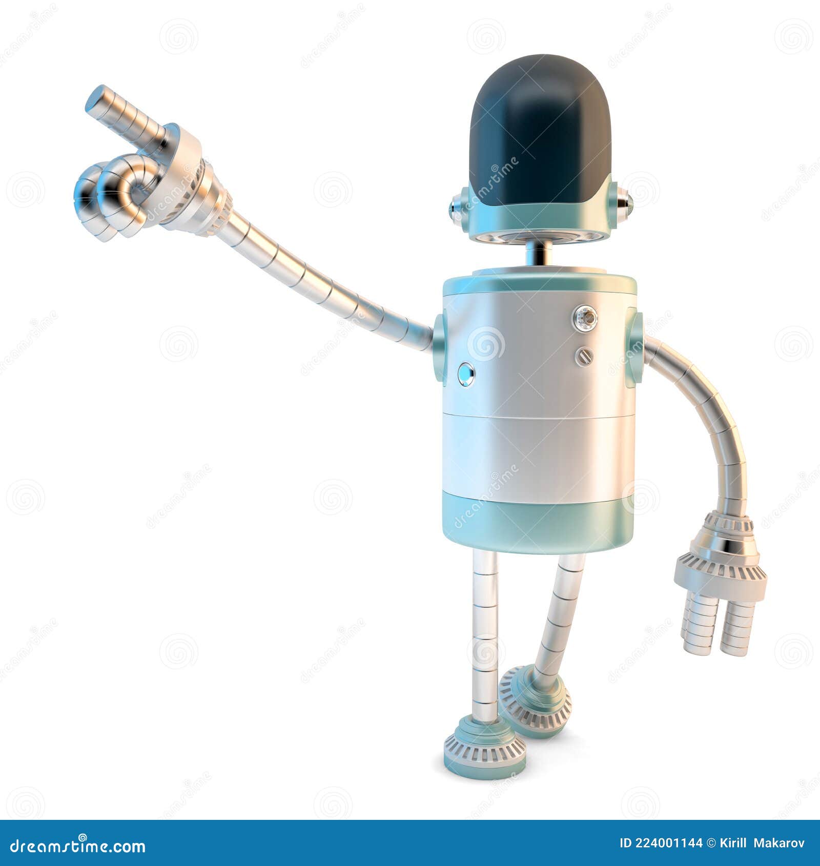 Robot Pointing At Something 3d Illustration Stock Illustration