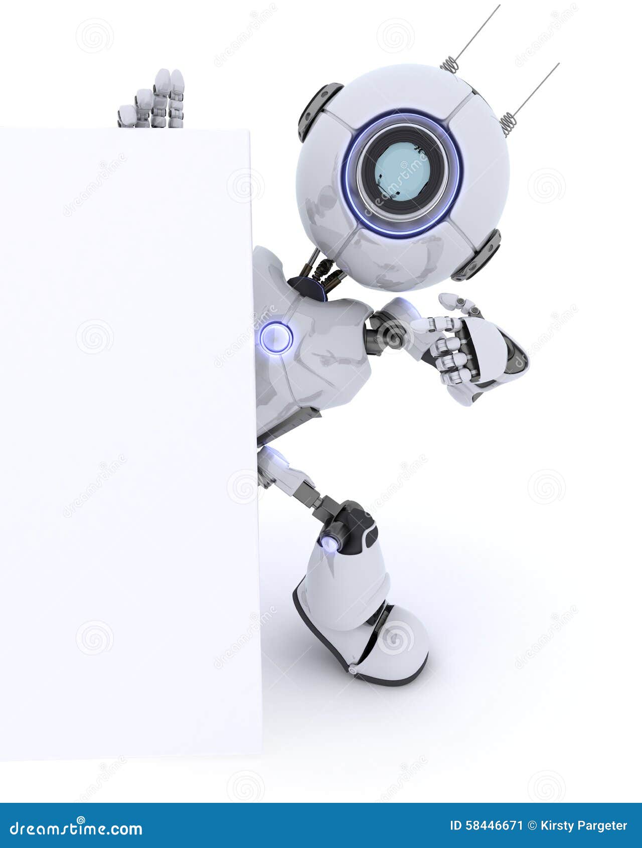 Robot Pointing To a Blank Sign Stock Illustration - Illustration of ...