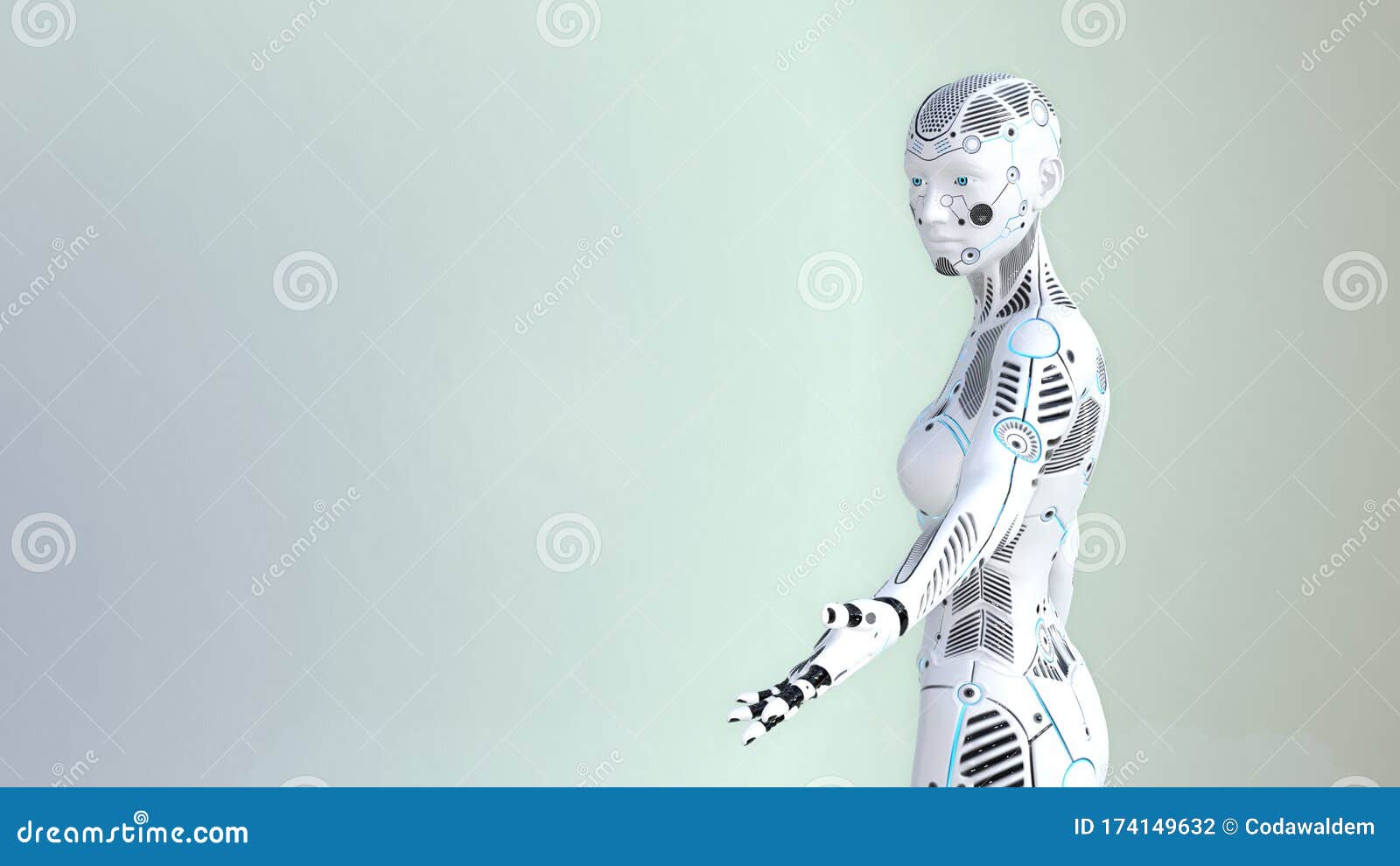 Robot Points in Different Directions with the Hand. Stock Illustration ...