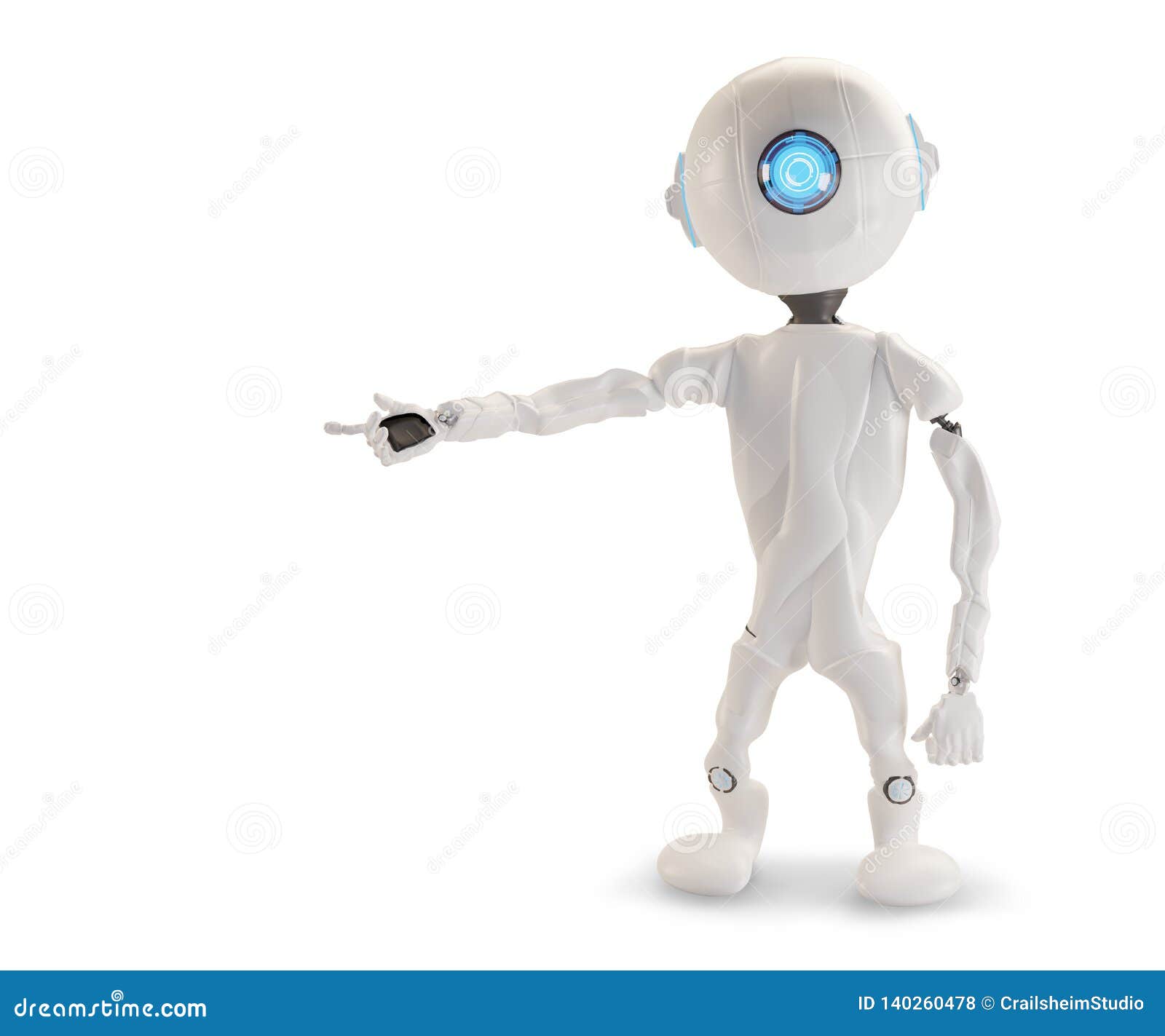 A Robot Points To Something. 3d-illustration Stock Illustration ...