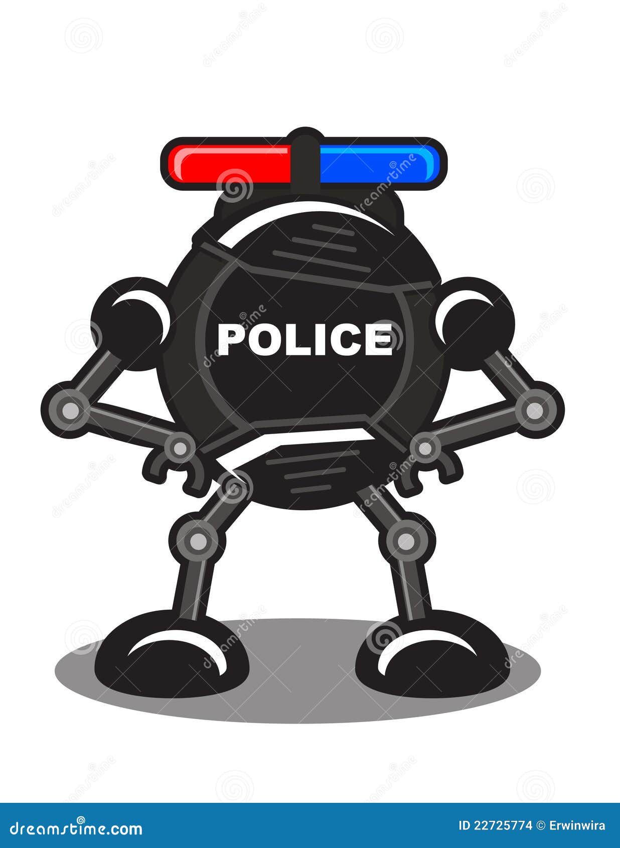 Robot Police Officer With Large Cannon Explores Abandoned Buildings ...