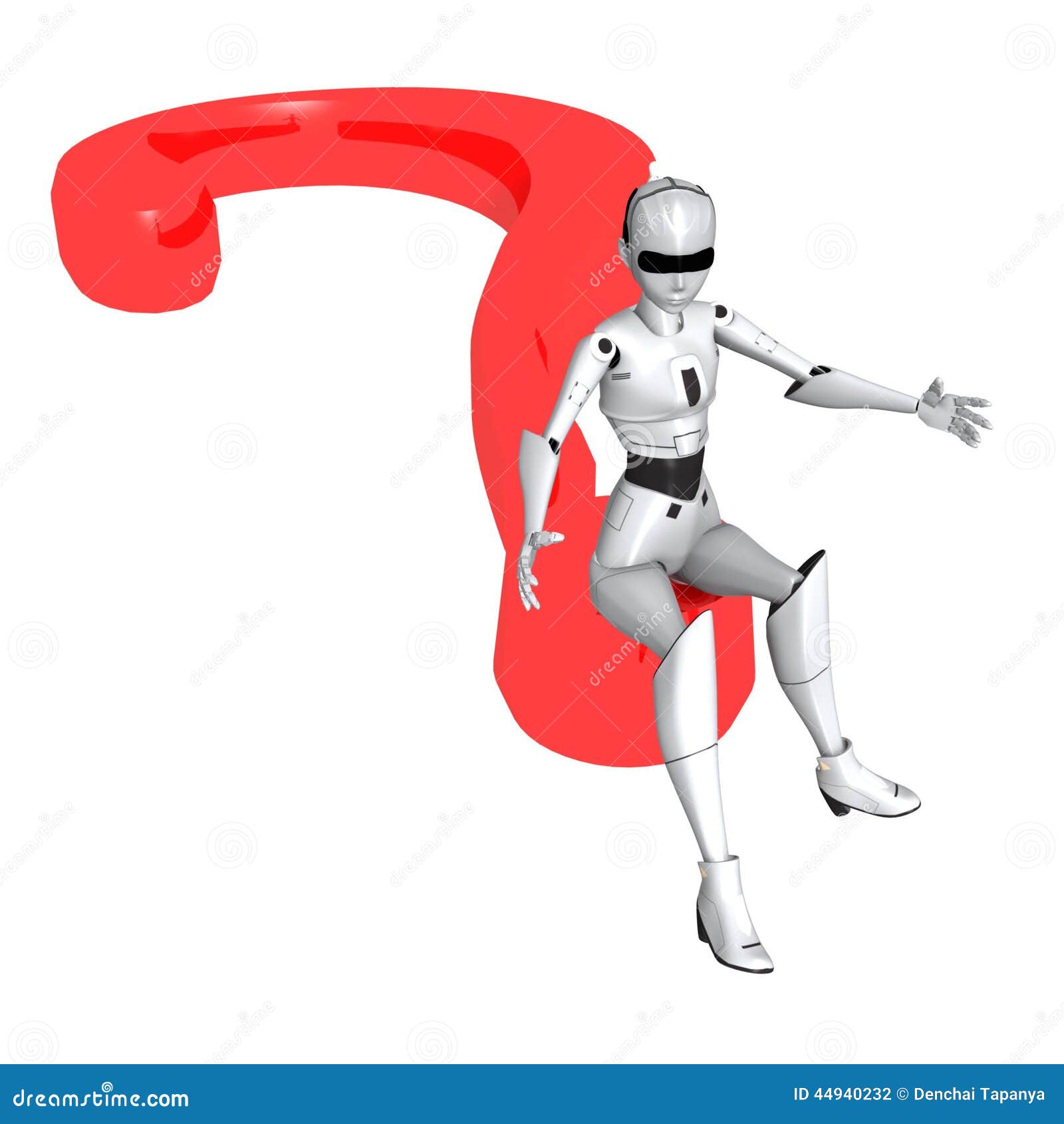 Robot Pose Big Question Mark Stock Illustration - Illustration of ...