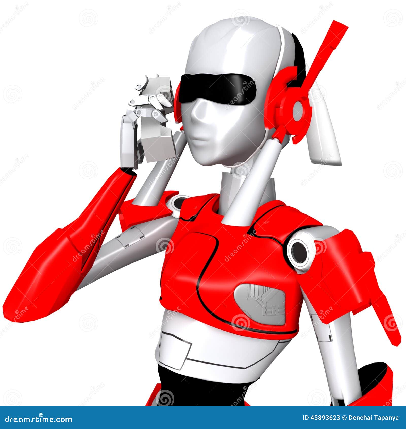 Robot Pose Call Telephone 3 Stock Illustration - Illustration of ...
