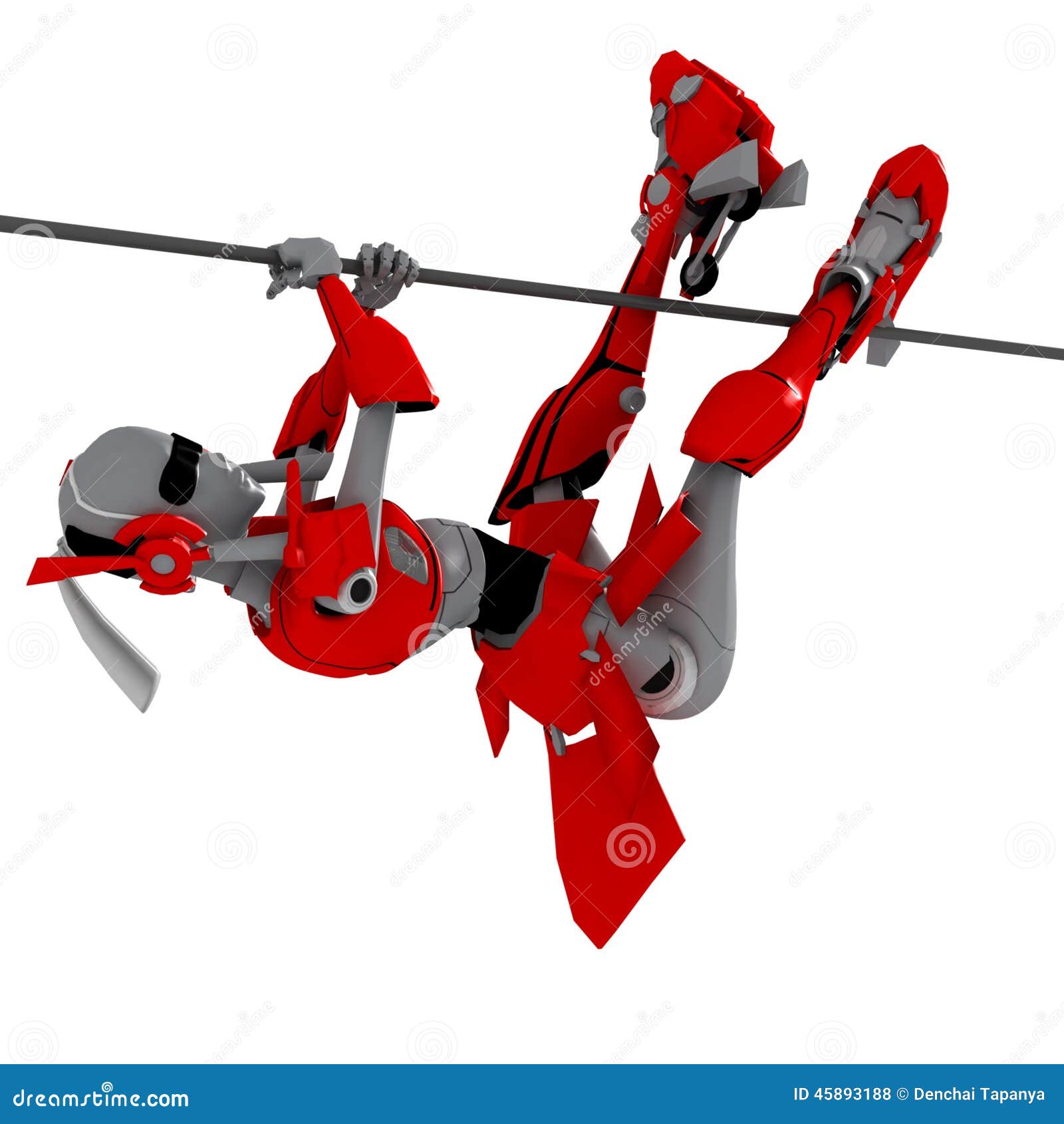 Robot Pose Hung on the Line Stock Illustration - Illustration of ...