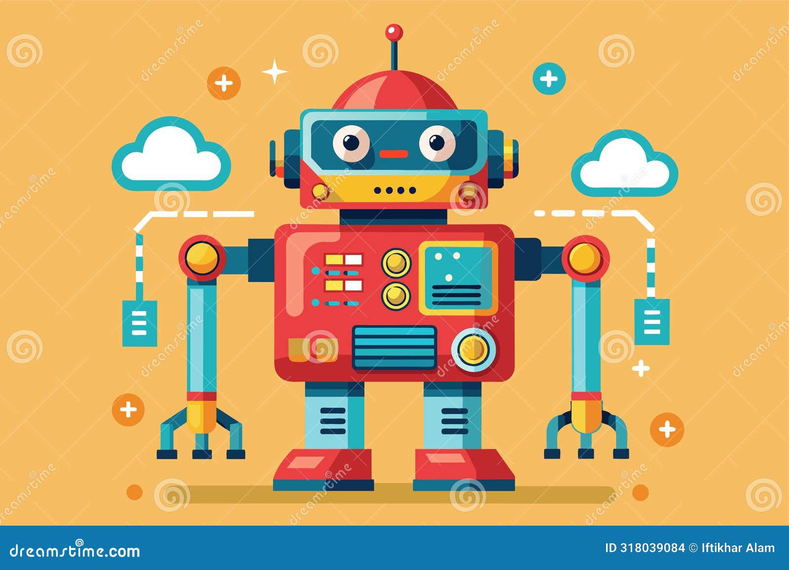 A Robot is Positioned in Front of a Vibrant Yellow Background, Robotics ...
