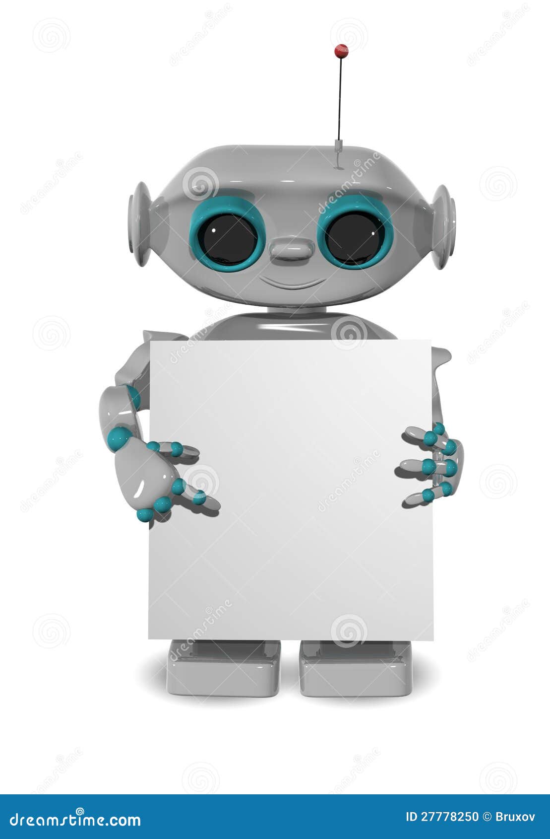 Robot with a poster stock illustration. Illustration of automation ...