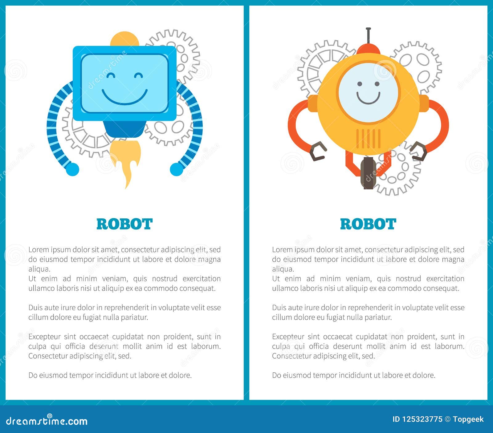 Robot Collection of Posters Vector Illustration Stock Vector ...