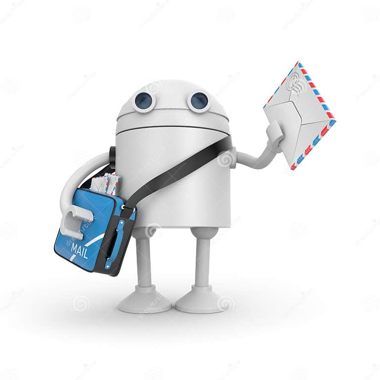 Robot Postman Brought a Letter Stock Illustration - Illustration of ...