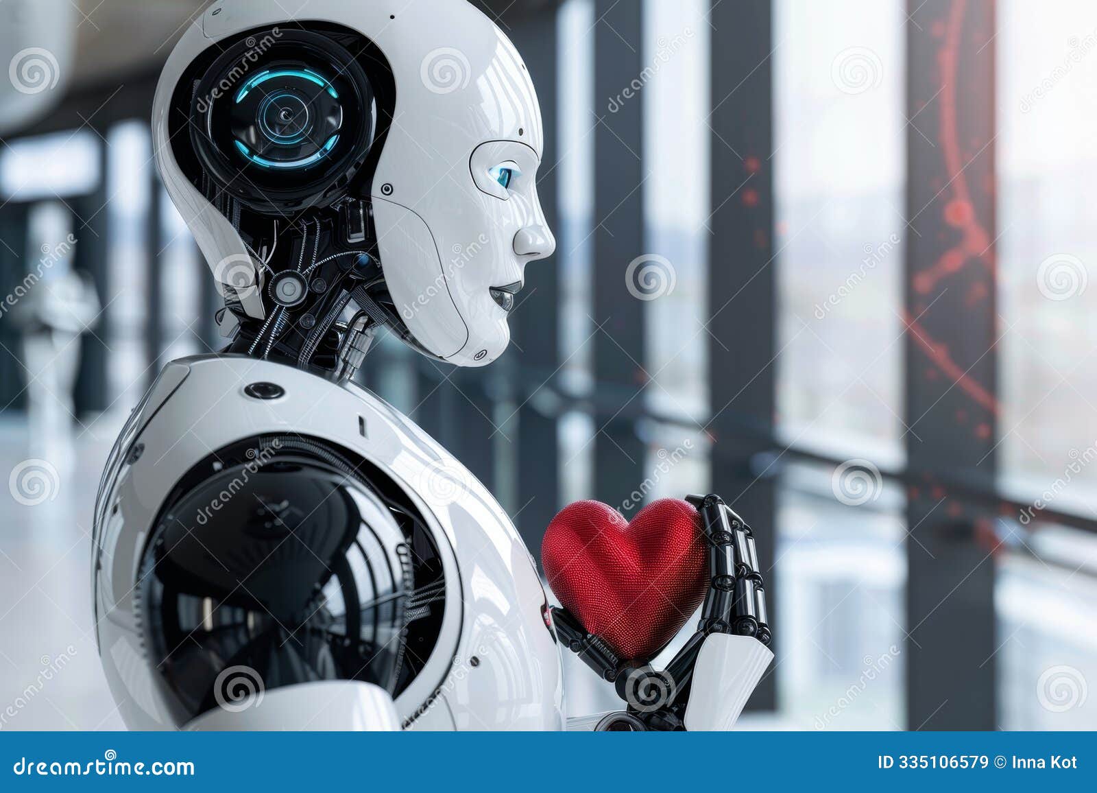 Robot Presenting a Heart Symbolizing the Emotional Growth and Empathy of Artificial Intelligence ...